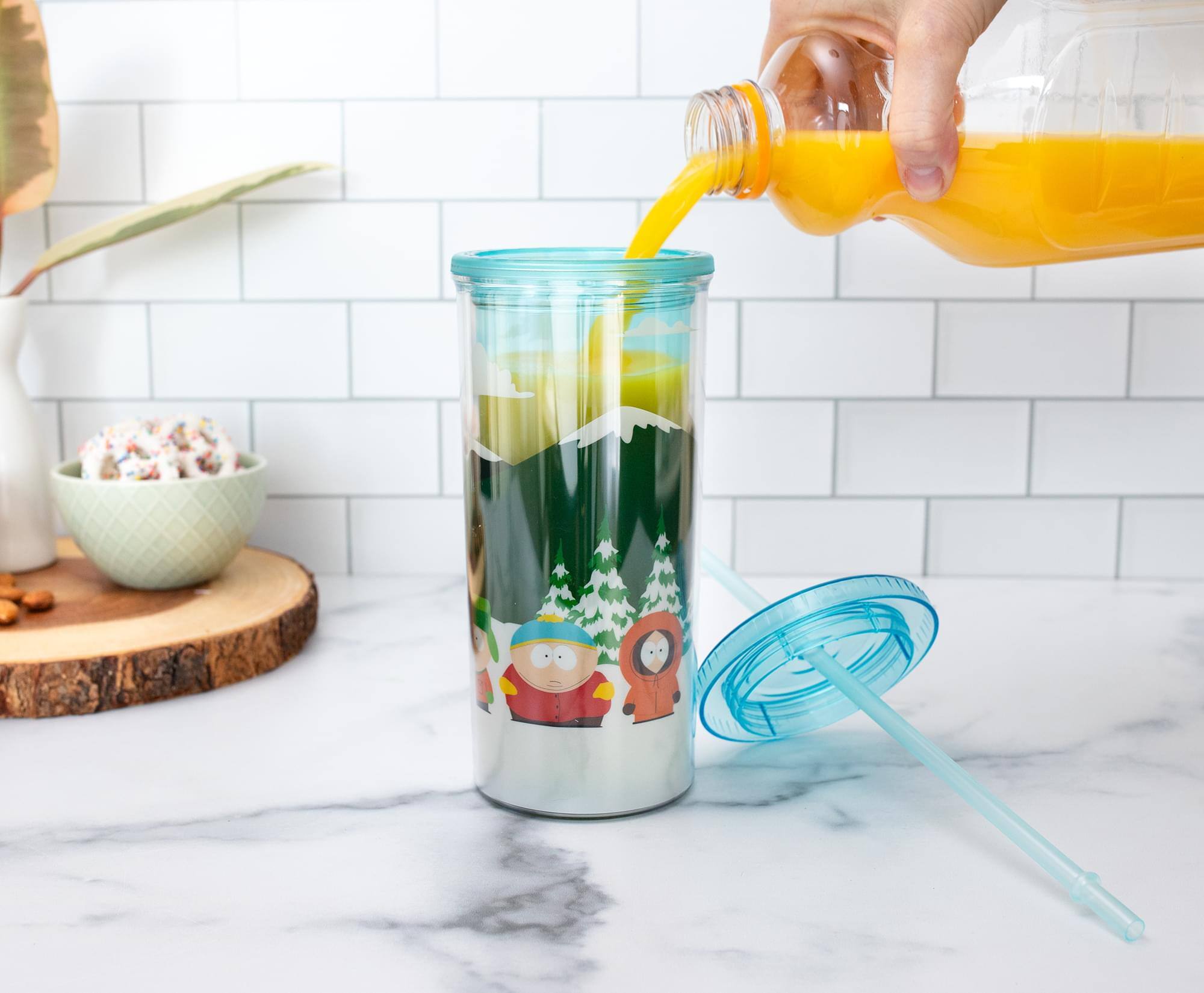 Silver Buffalo South Park Bus Stop Carnival Cup With Lid and Straw ...