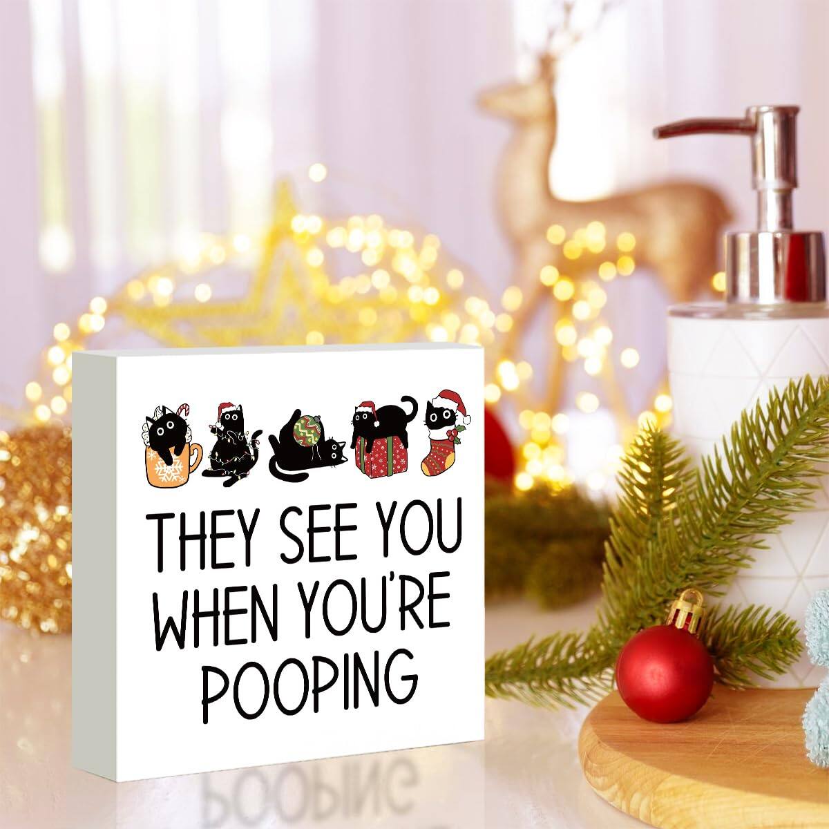 Paradigms Interiors Christmas Bathroom Decor Funny Cat Decorations ...