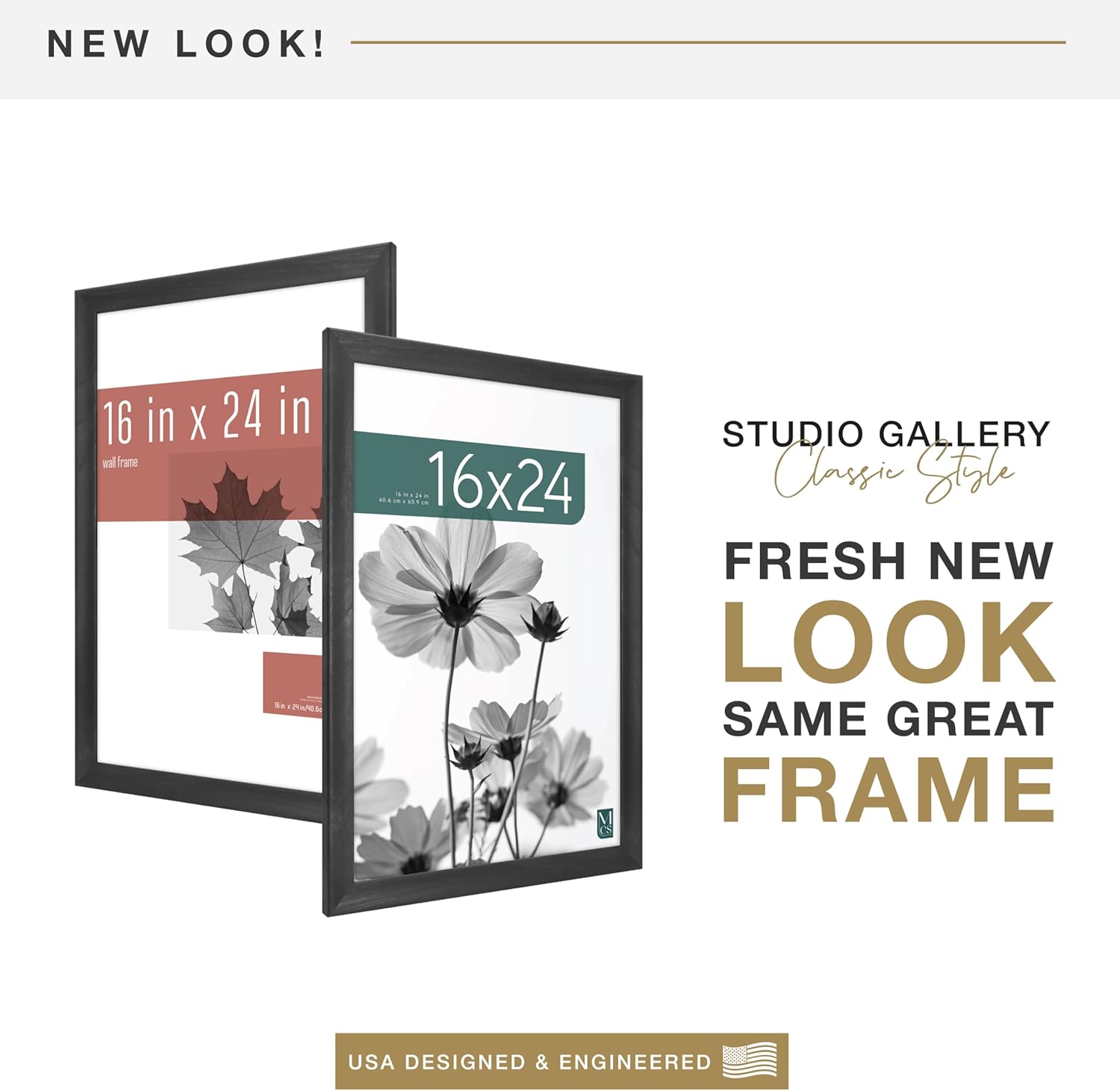 blue MCS Studio Gallery Classic 16x24 Poster Frame Black Woodgrain ...