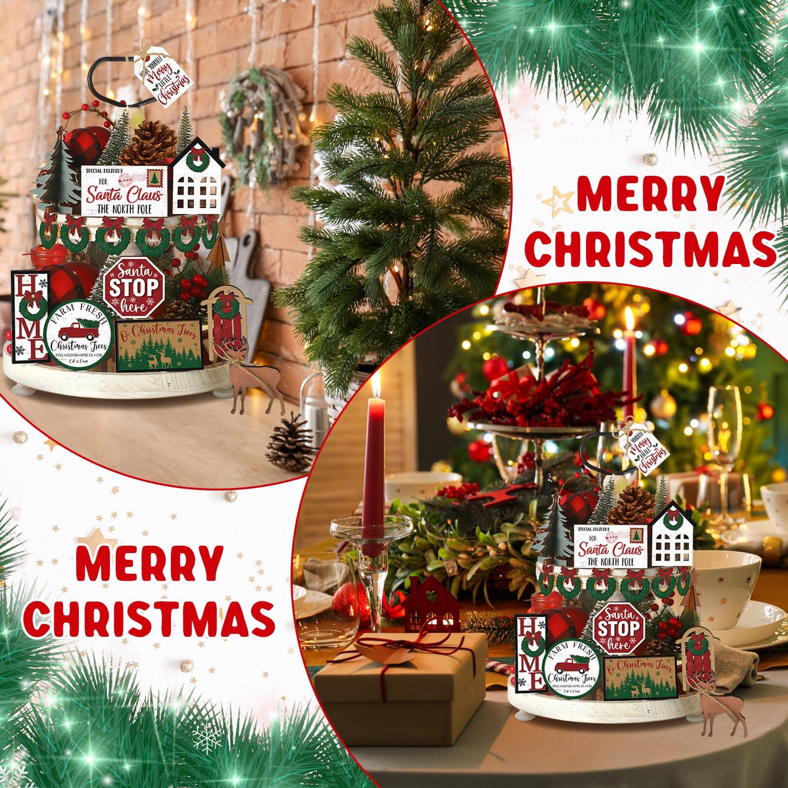 Paradigms Interiors 17 Christmas Tiered Tray Decor Set Winter ...