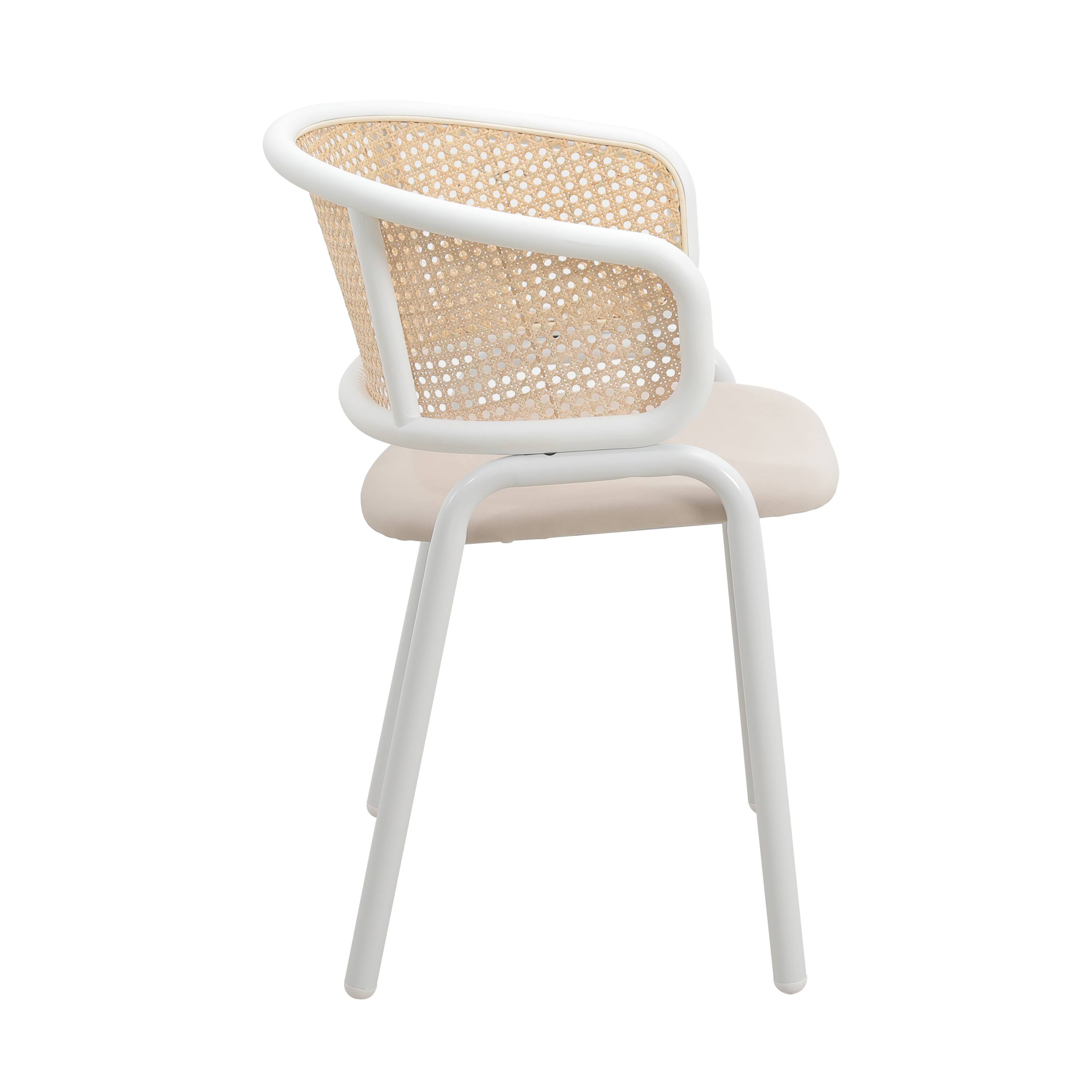 LeisureMod Ervilla Mid Century Velvet Dining Armchair Modern Rattan ...