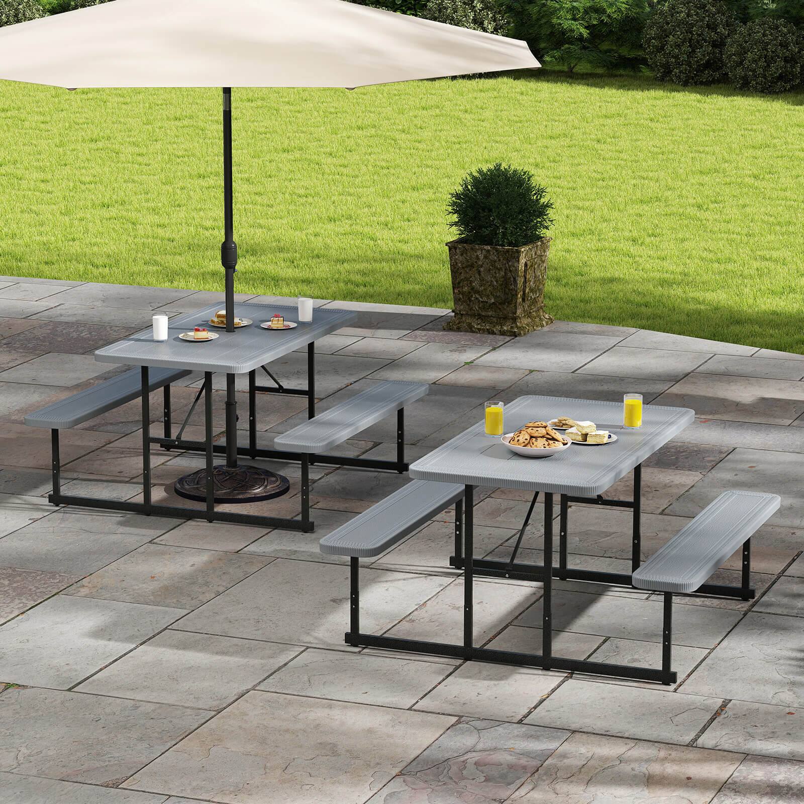 Costway Picnic Table Bench Set for 2 4 People Outdoor Rectangular ...