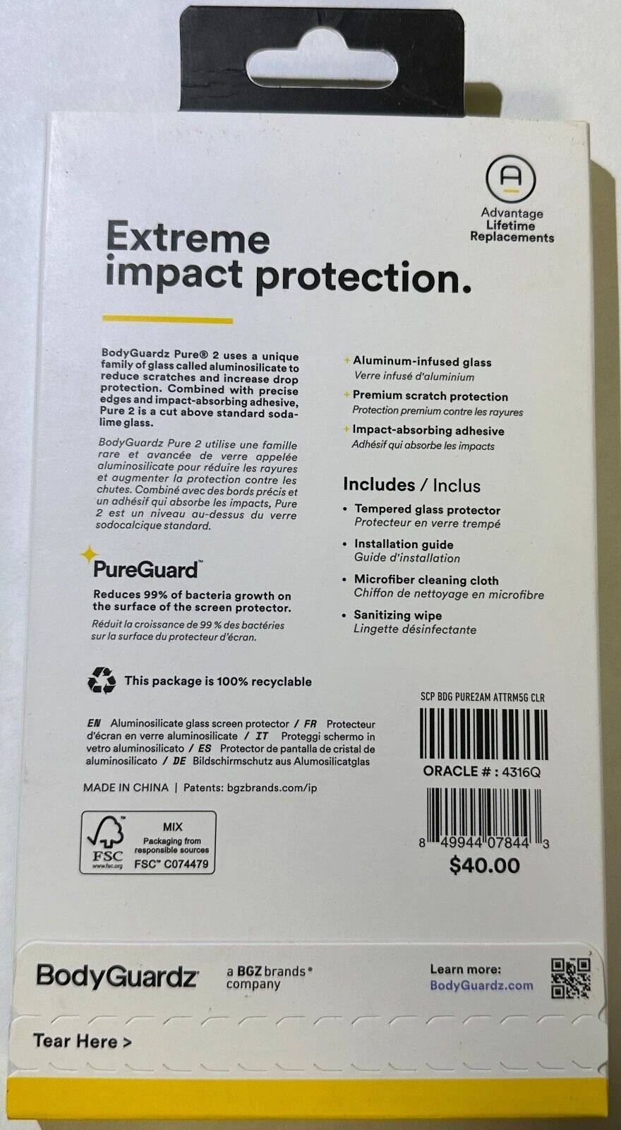 BodyGuardz Pure 2 Antimicrobial Tempered Glass Screen Protector AT&T ...