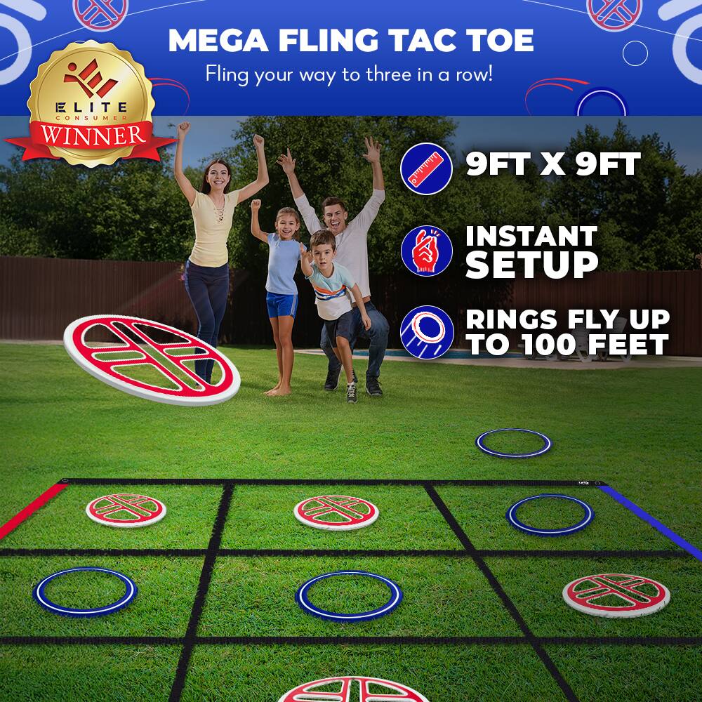 Swooc Games Fling Tac Toe (9ft x 9ft) Giant Tic Tac Toe Game Outdoor ...