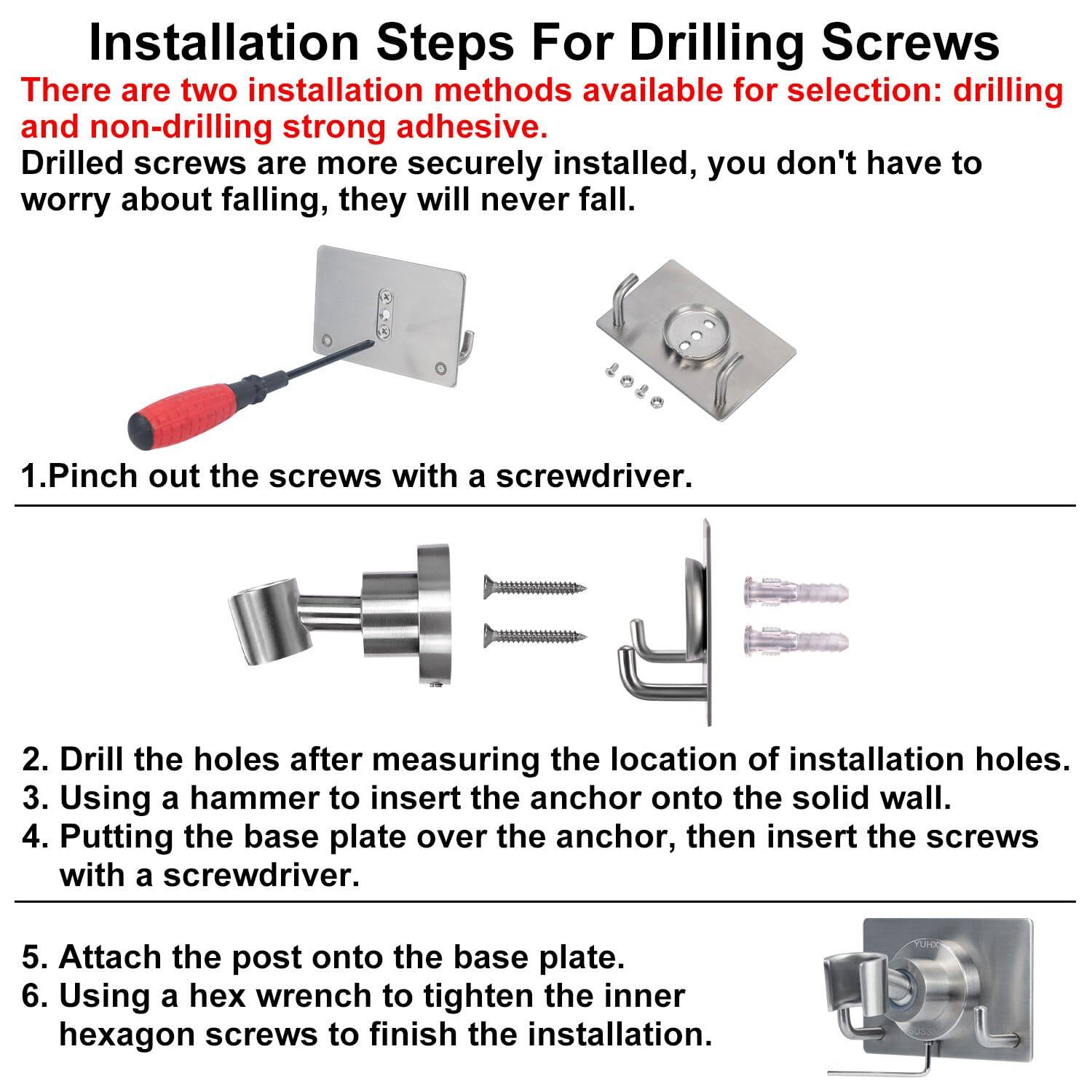 Paradigms Interiors Shower Head Holder All Metal Strong Adhesive And ...