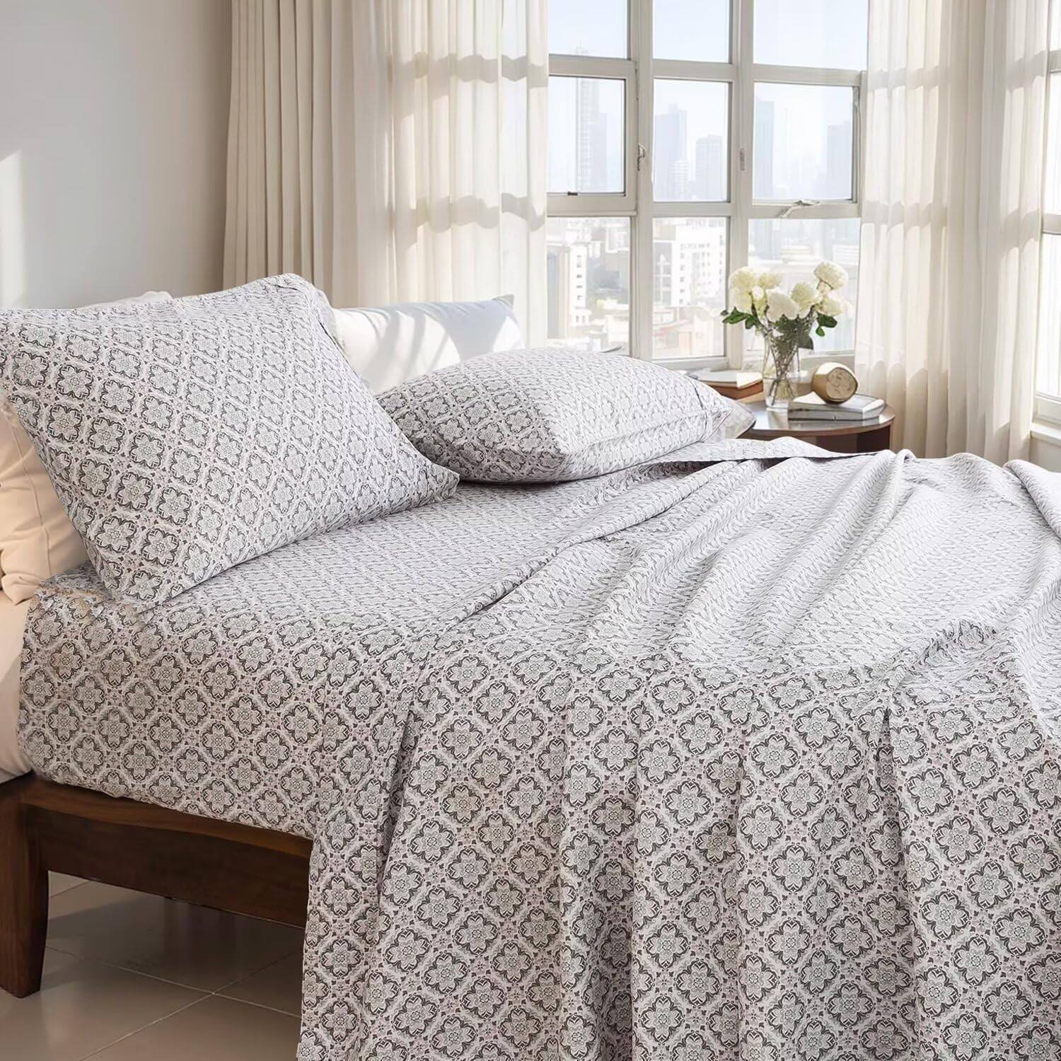 Skar Audio Queen Sheet Set 4 Pieces Soft Floral Sheets Microfiber ...