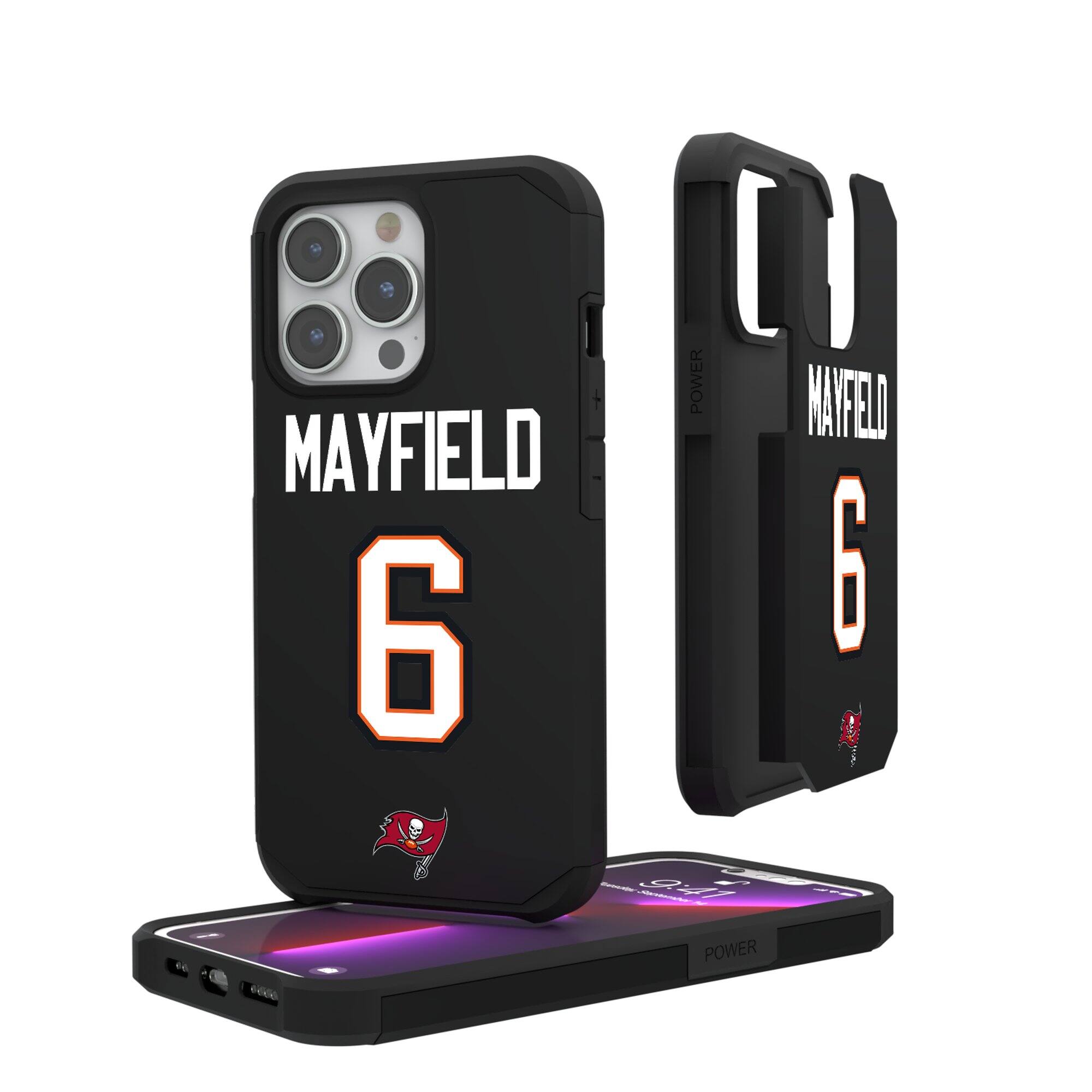 Keyscaper NFL Baker Mayfield Tampa Bay Buccaneers iPhone Rugged Case 15 Pro Black 202411769 ...