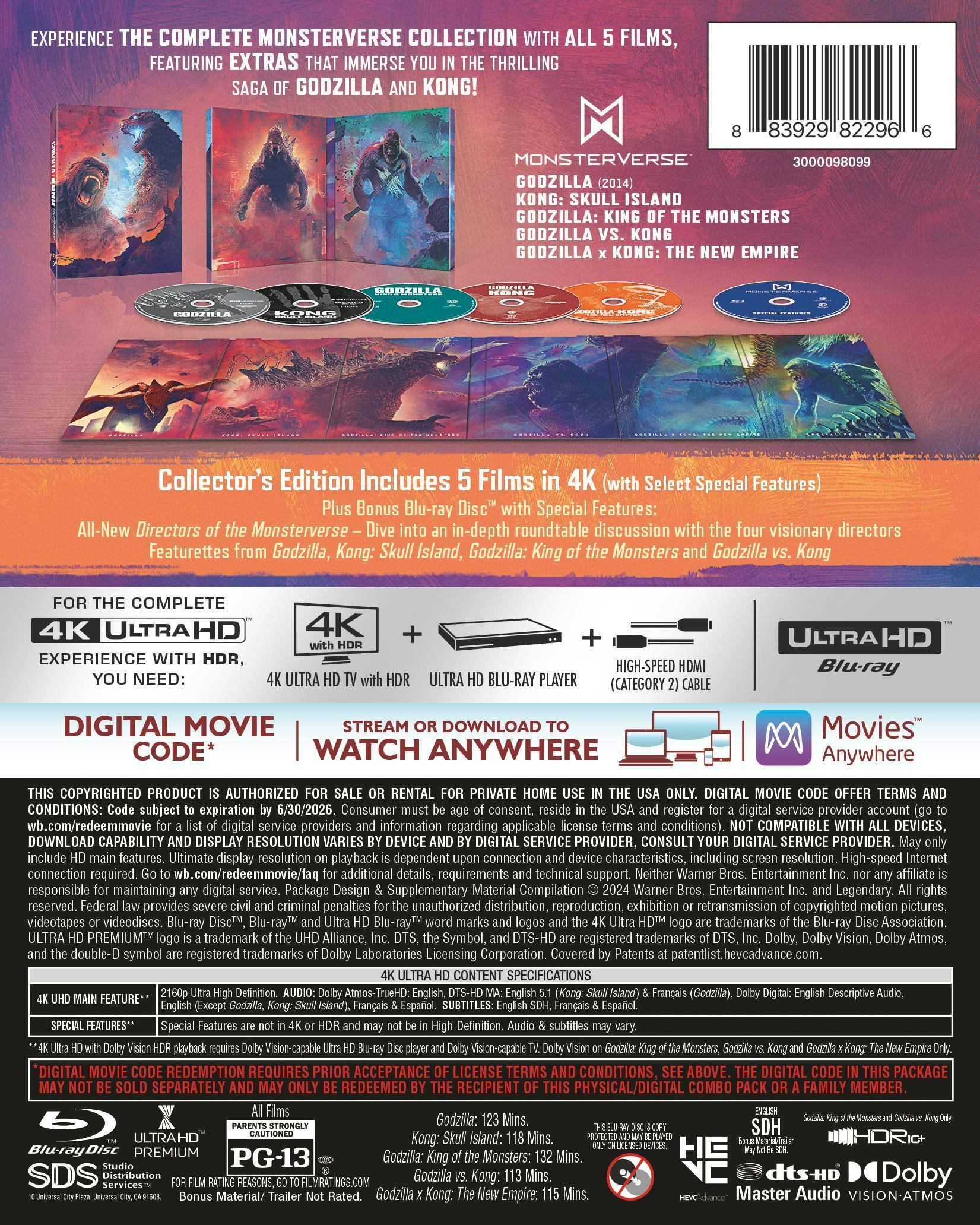 Godzilla/Kong Monsterverse 5 Film Collector’s Edition (Limited Edition ...