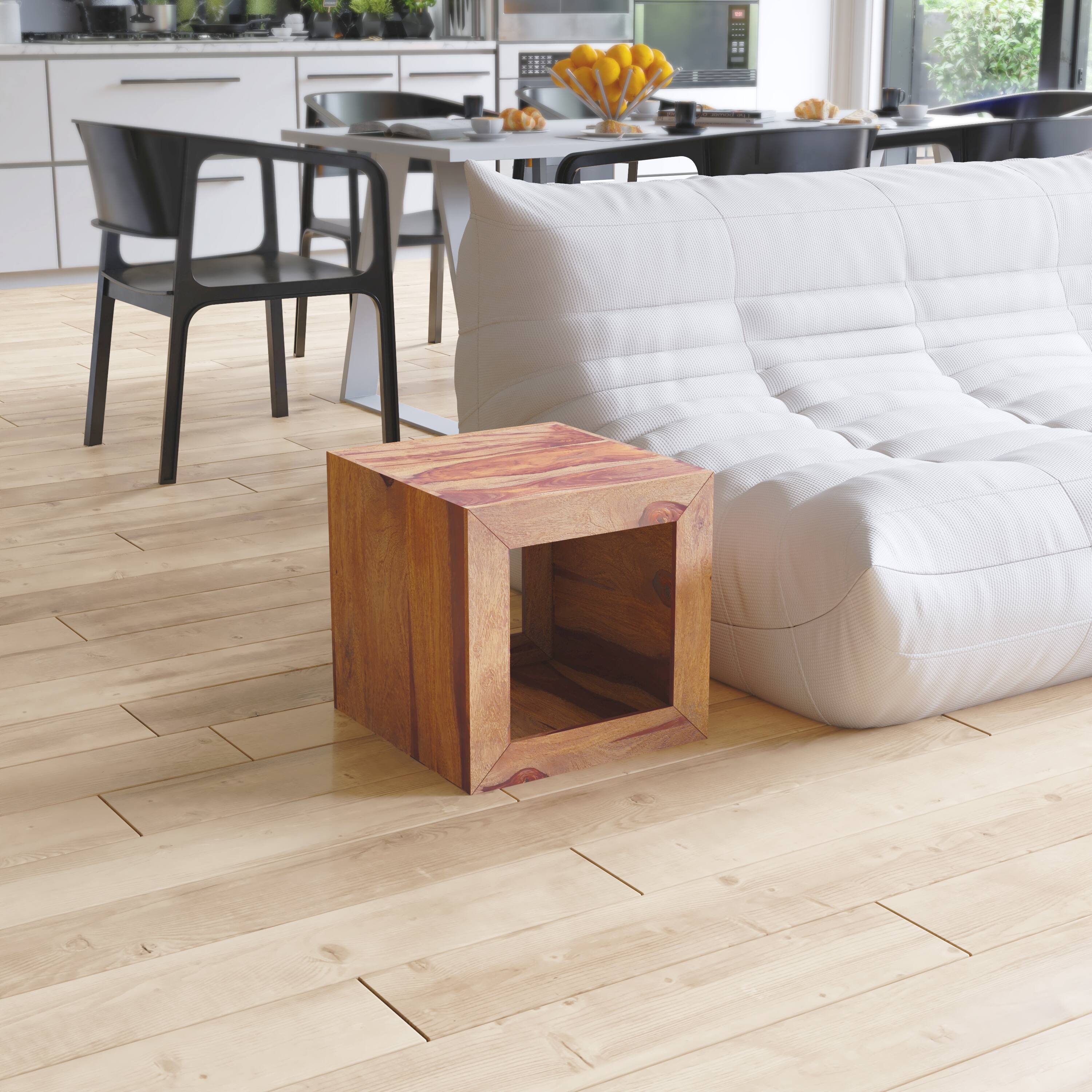 Manhattan Lane 16 Inch Cube Shape Rosewood Side Table With Cutout ...