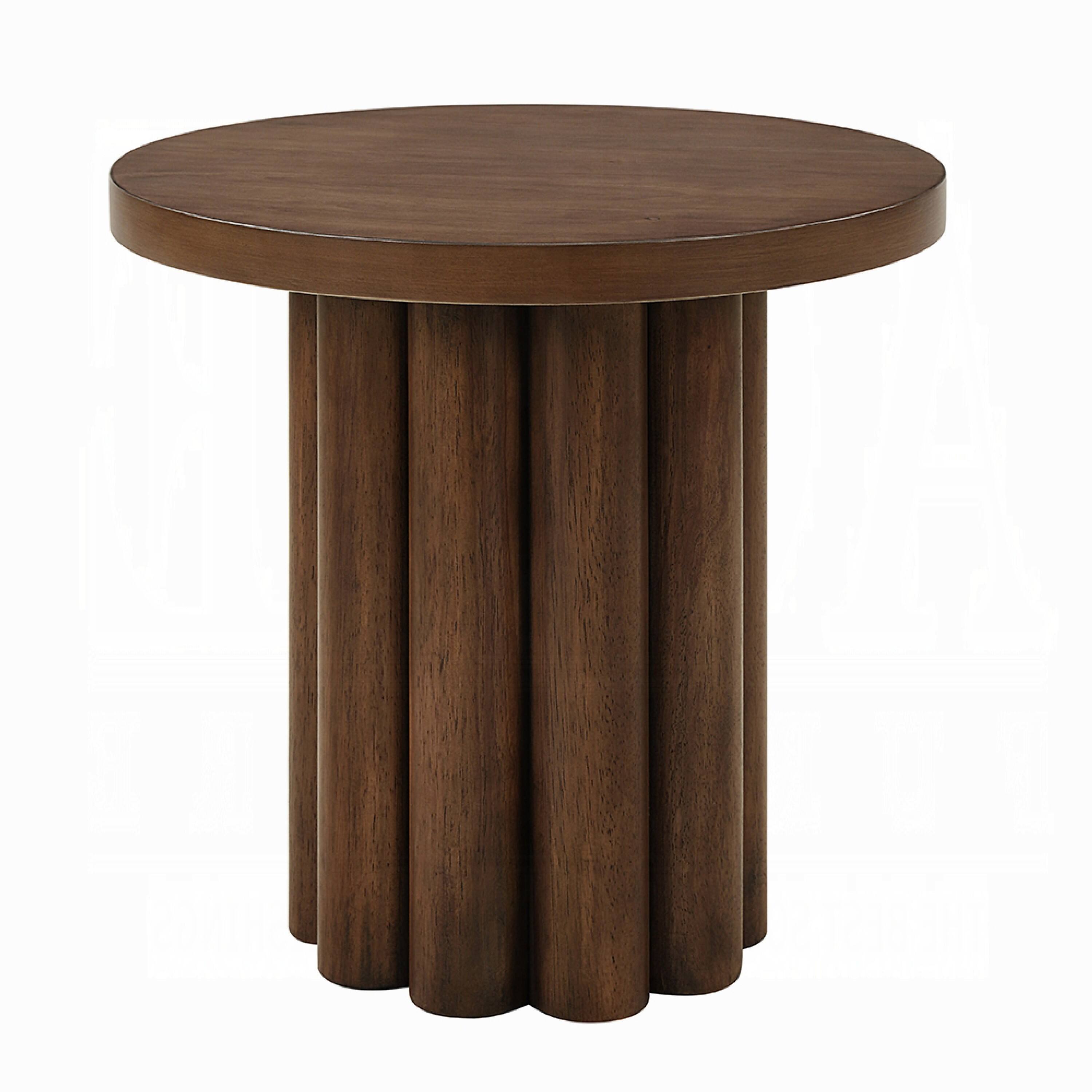 Manhattan Lane Sana Side End Table, 20 Inch Round Top, Rustic Fluted ...