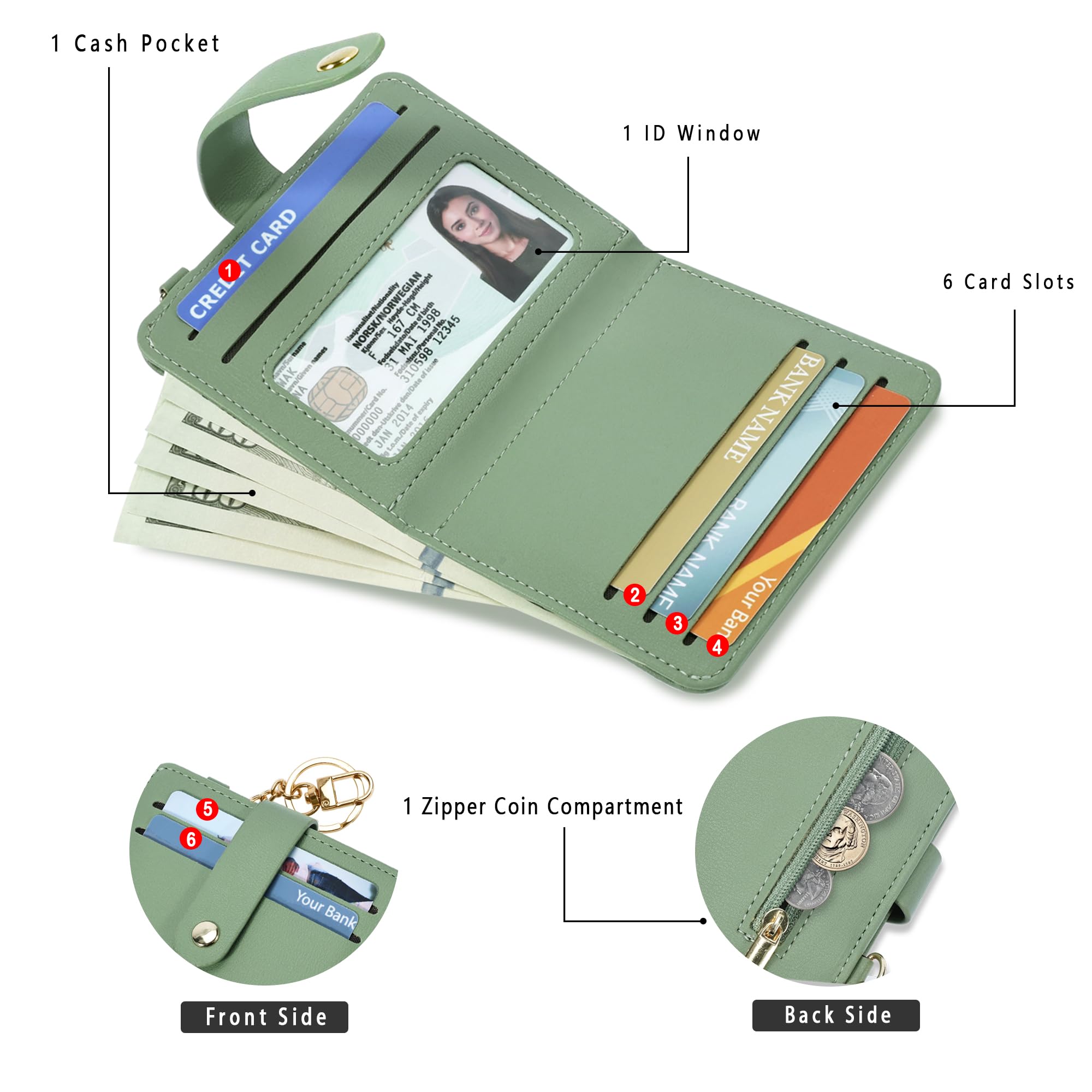 Jadie Link Small Wallets Woman Rfid Blocking Leather Credit Card Holder ...