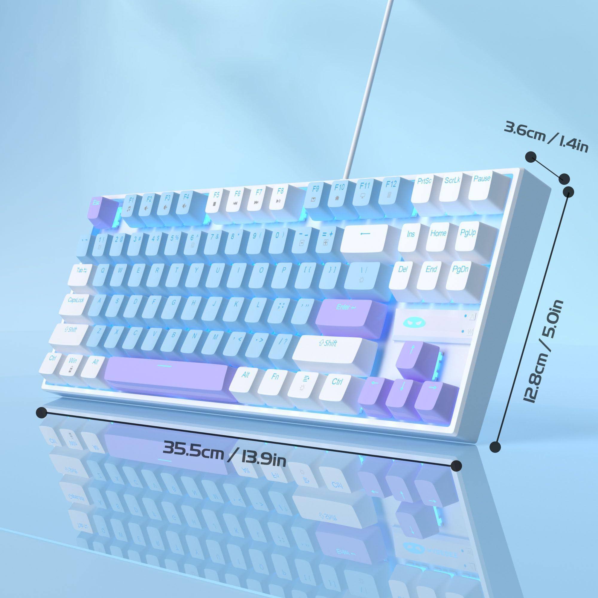 Cedar Assembly 75 Mechanical Gaming Blue Led Backlit Compact Tkl Wired ...