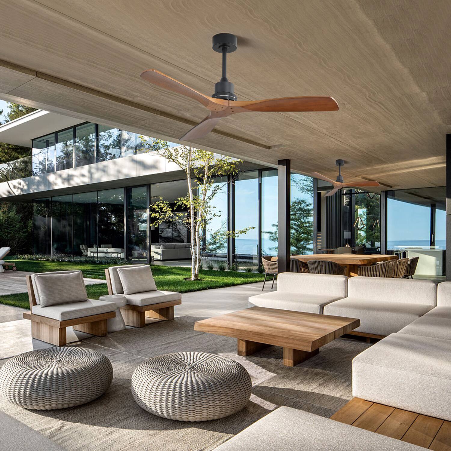 APRILSOUL Ultra Quiet 52 Inch Reversible Wood Ceiling Fan Remote 6 ...