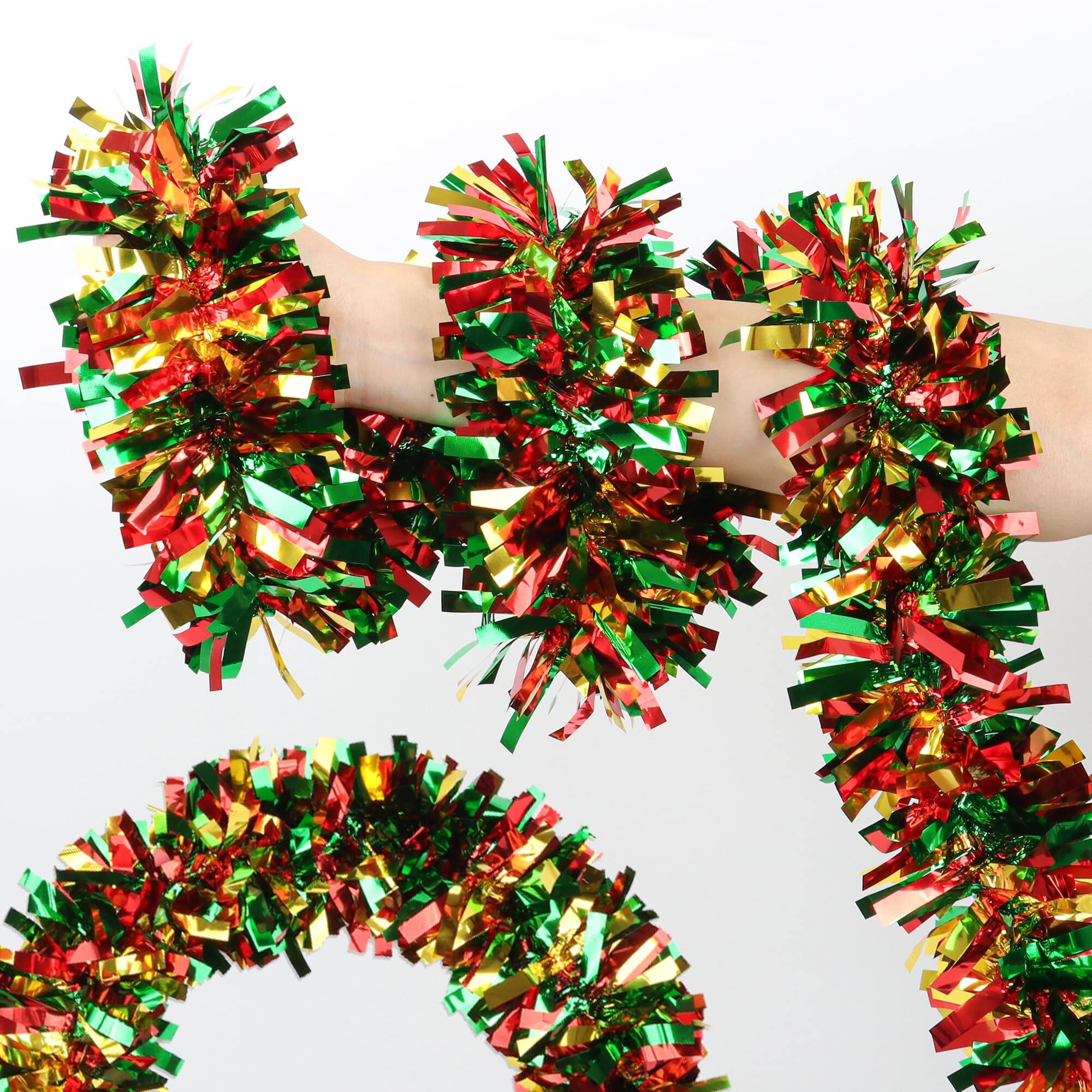 Refined Abode Design Red Green Christmas Tinsel Garland Gingerbread Man ...
