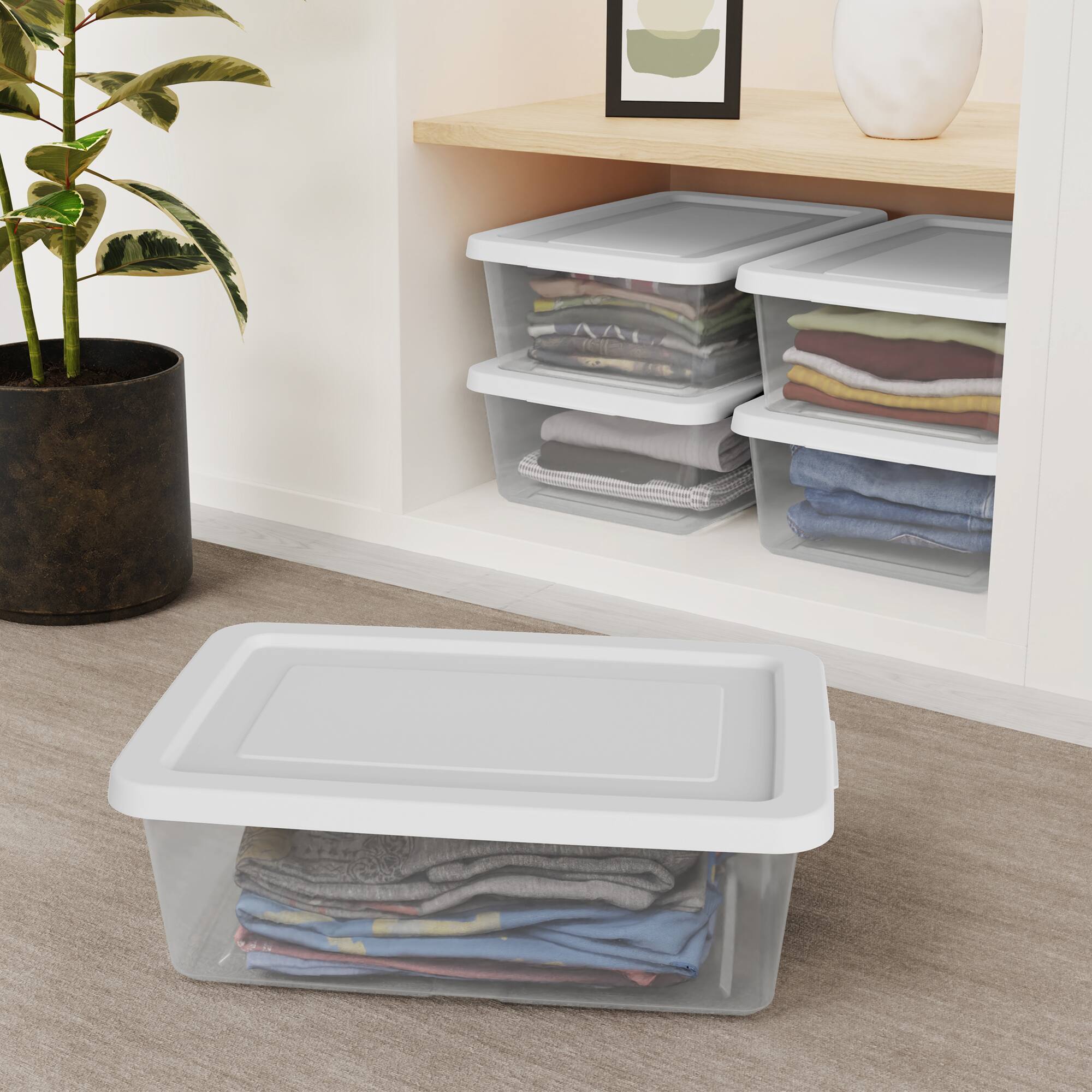 Sterilite 12 Qt Storage Box, Stackable Plastic Container Home Organizer ...