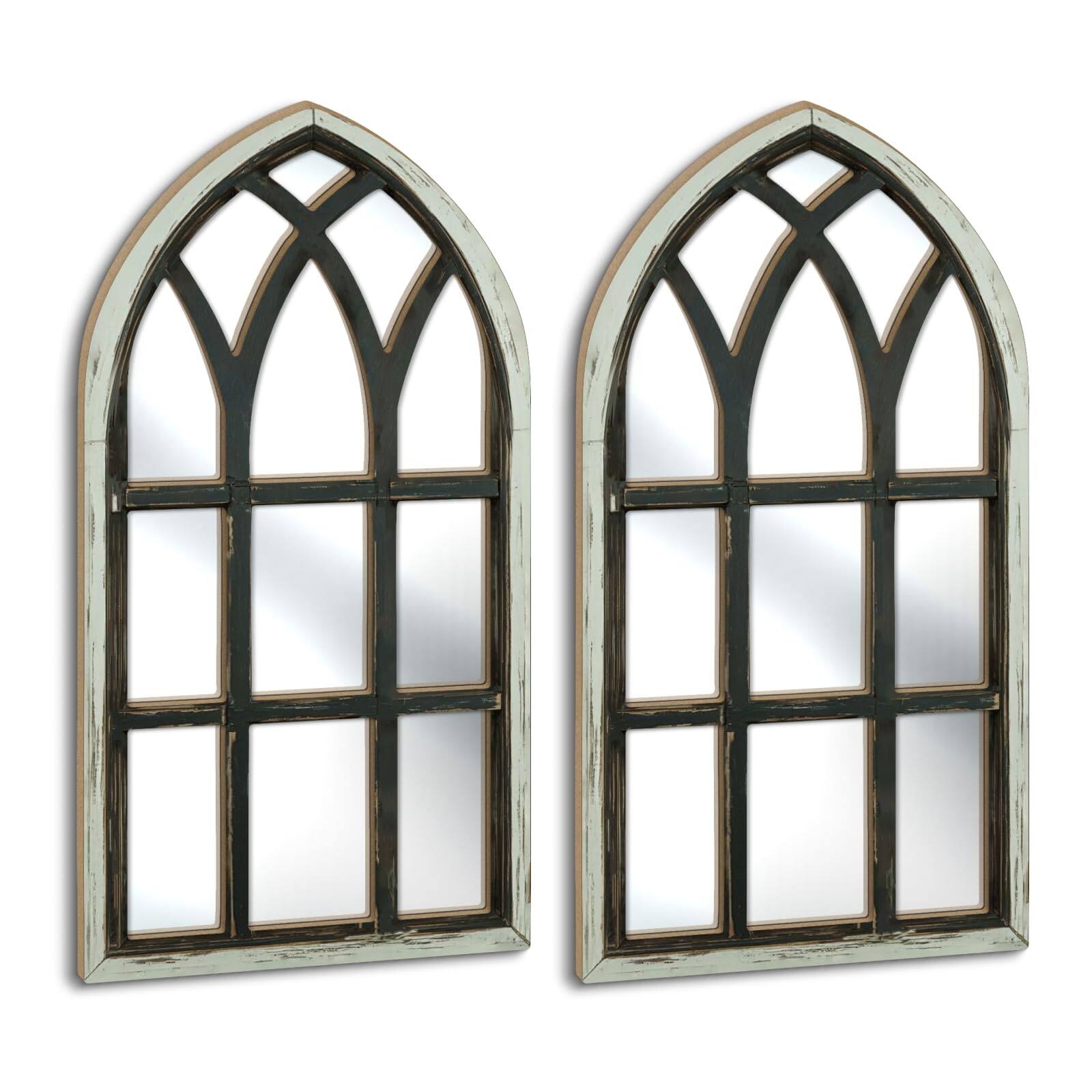 Comfort Essence Set Of 2 Gothic Arch Window Frame Wall With Mirror ...