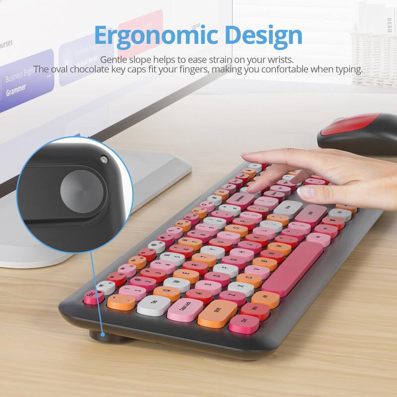 Luckbyte Retro 110 Key Wireless Keyboard & Mouse Combo Vintage ...