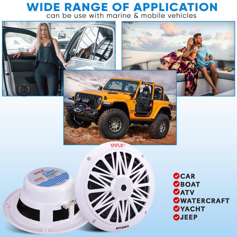 Pyle 200 Watt Marine Speaker System Weather Black PLMR6KW - Best Buy