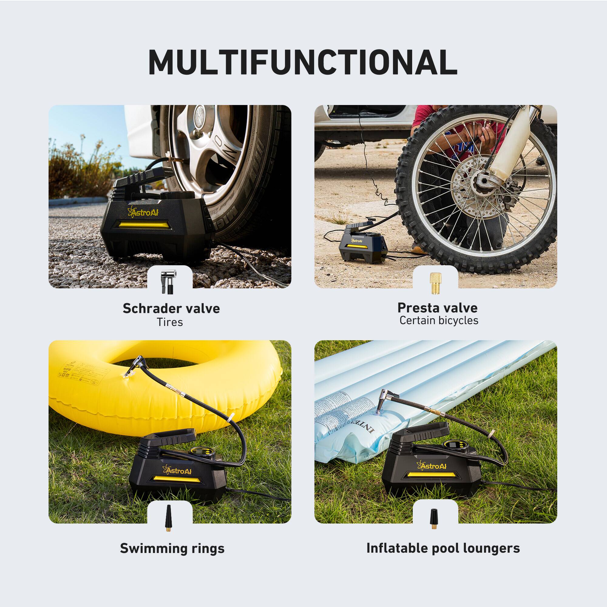 AstroAI Tire Inflator 12v Dc 100psi Portable Air Compressor For Car Bike Inflatables Yellow ...