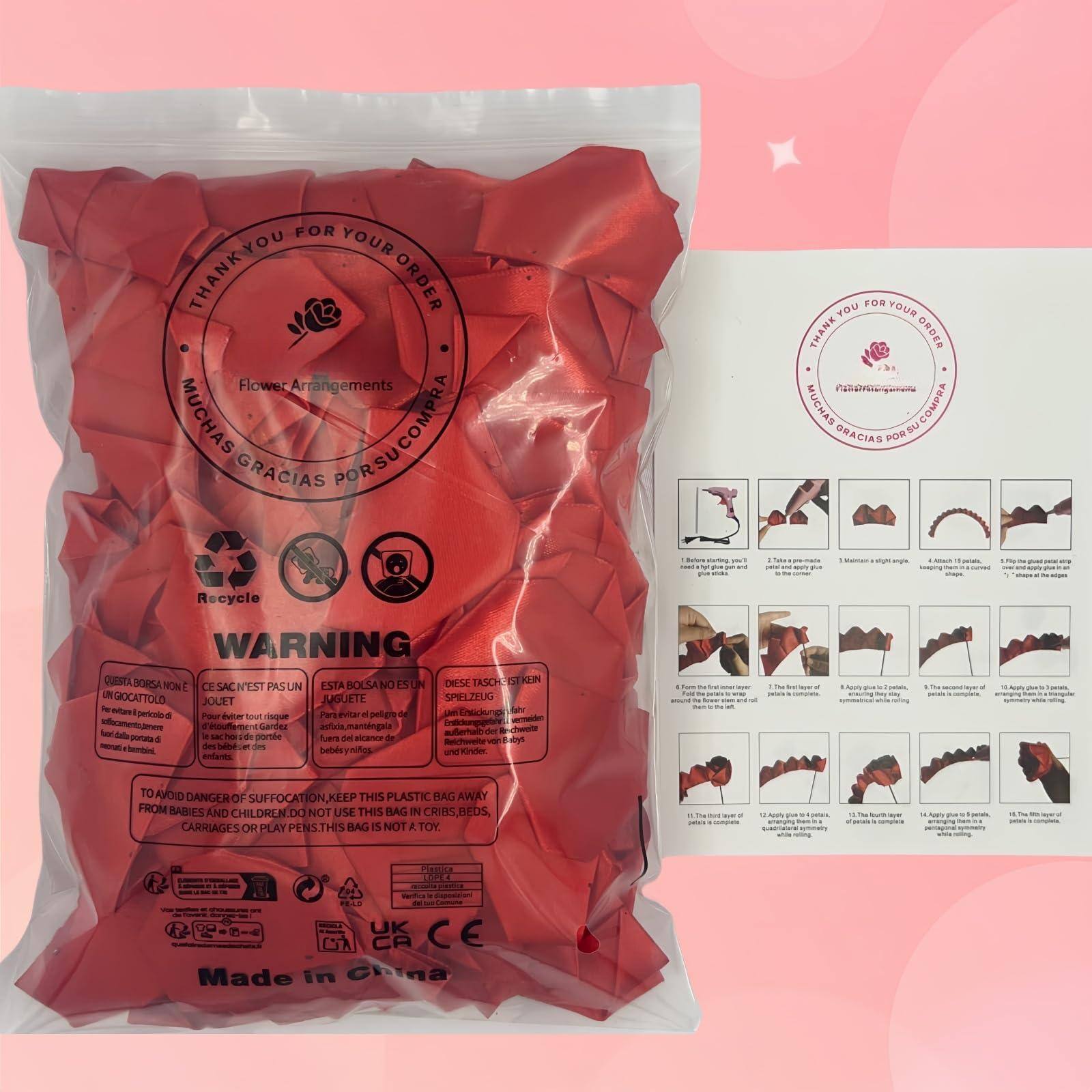 Stylel Star 300pcs Premade Satin Ribbon Rose Petals Half finished For ...