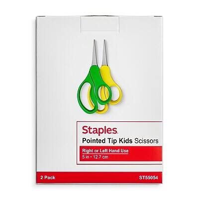 Staples 5" Kids Pointed Tip Stainless Steel Scissors, Straight Handle ...