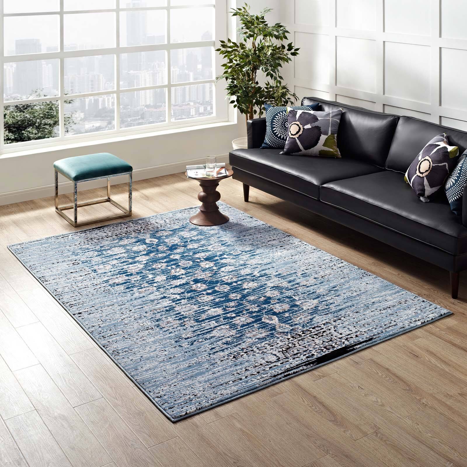 Modway Chiara Distressed Floral Lattice Contemporary Area Rug Moroccan ...