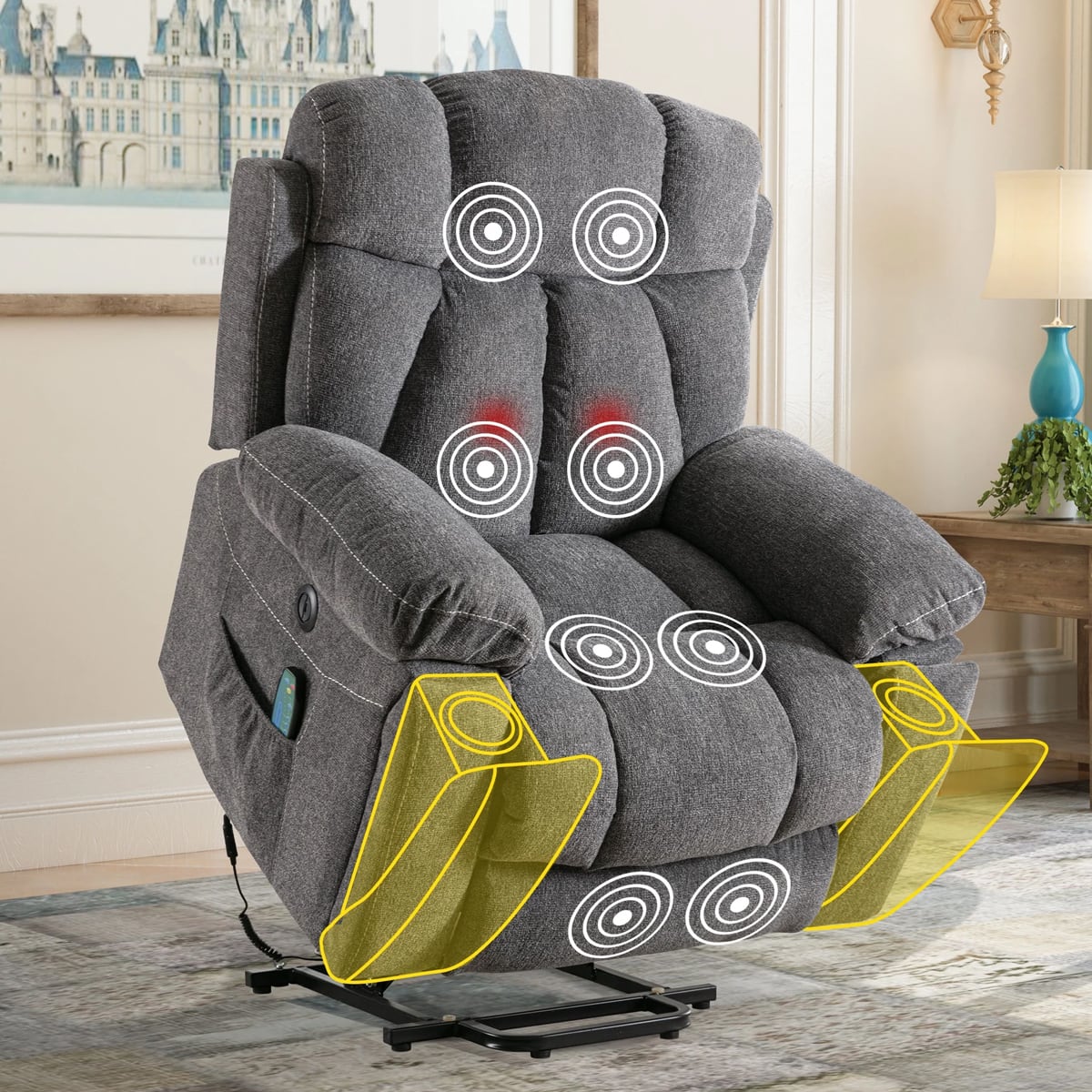 Gray recliner with cup holder store