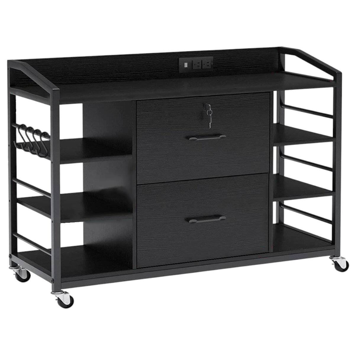 SlickBlue Mobile Printer Stand and Office File Cabinet with Bookcase ...