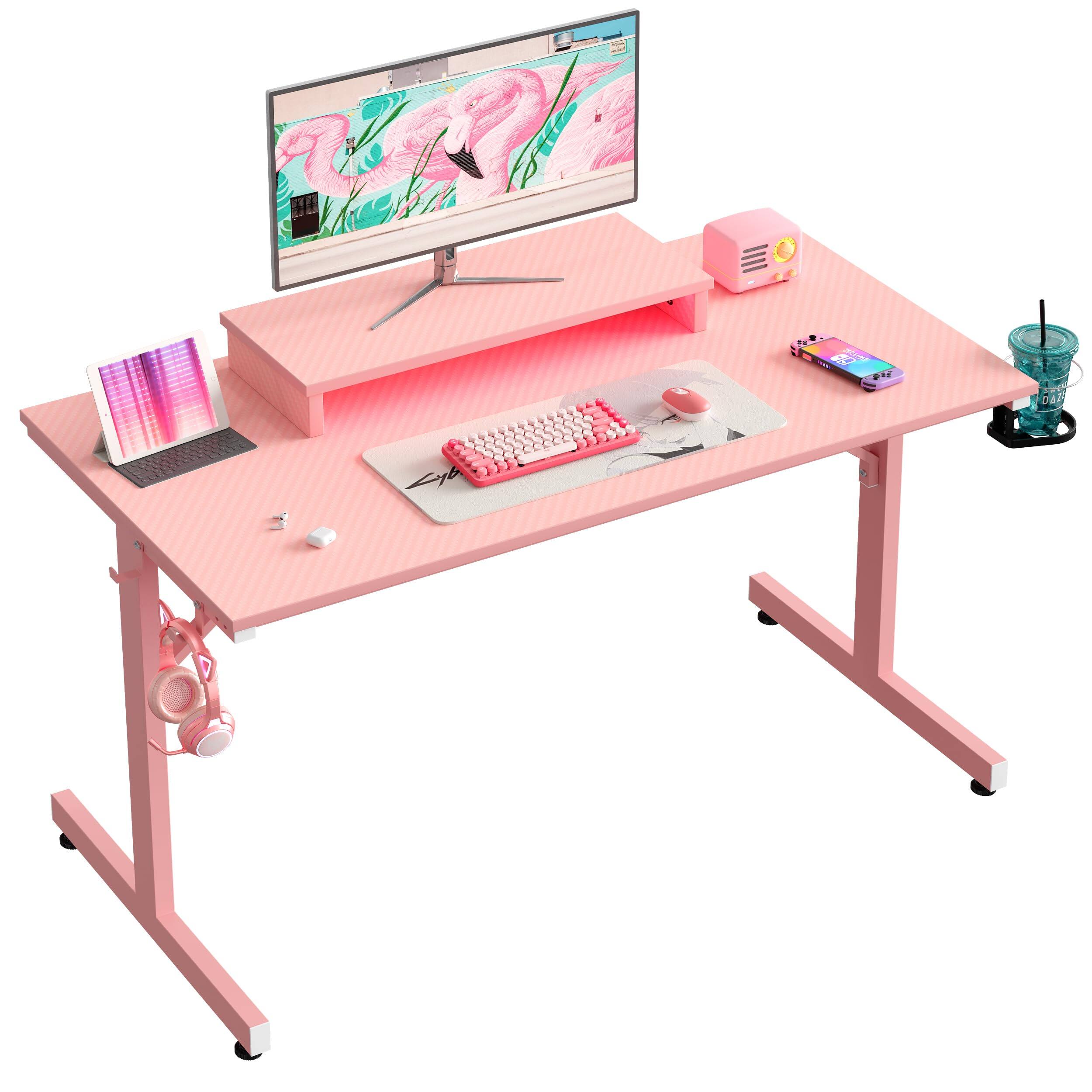 Hirose Alice Small Gaming Desk With Monitor Stand Led Computer Gamer ...