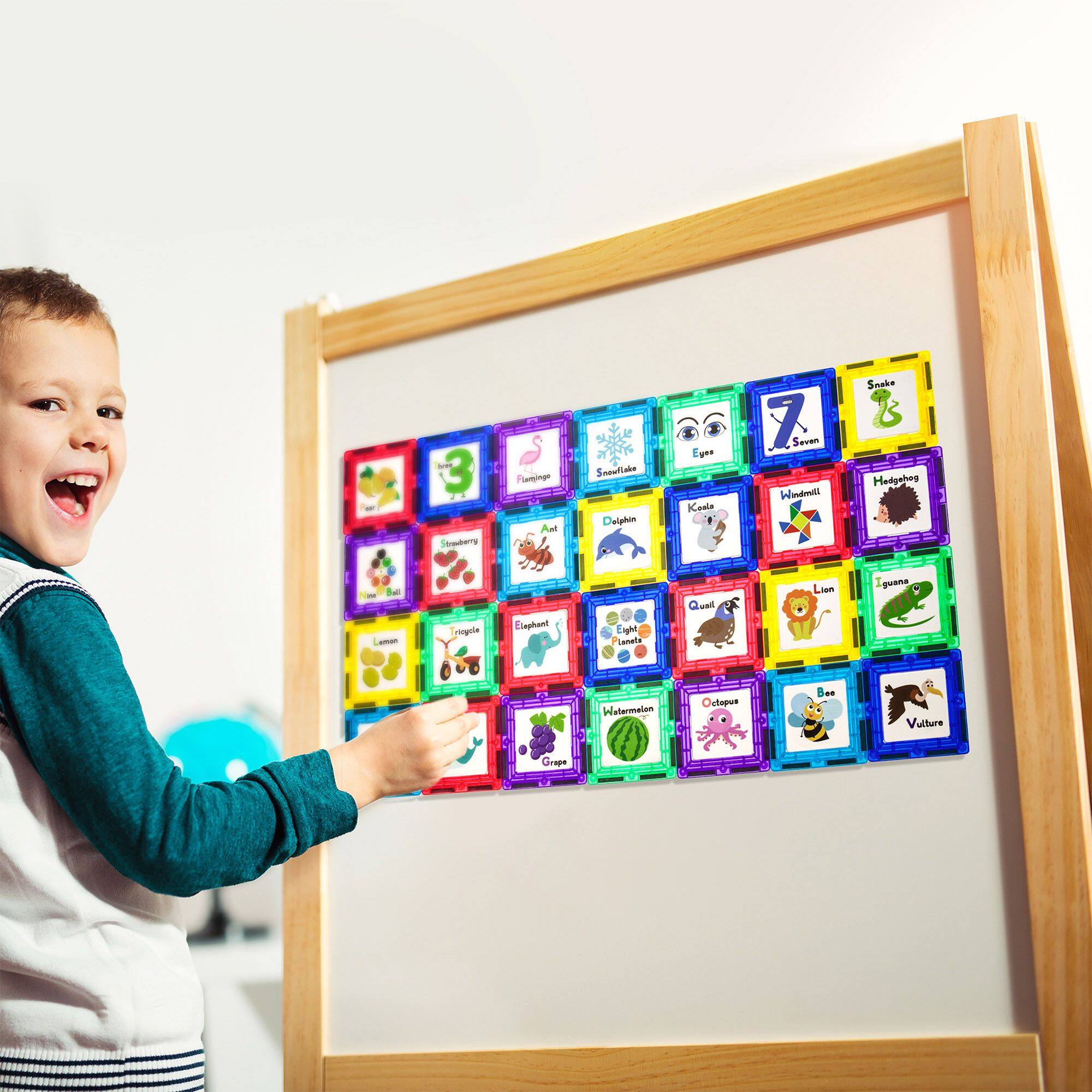 PicassoTiles PICASSO TILES 56 PC Learning, Educational, Magnetic Tiles ...