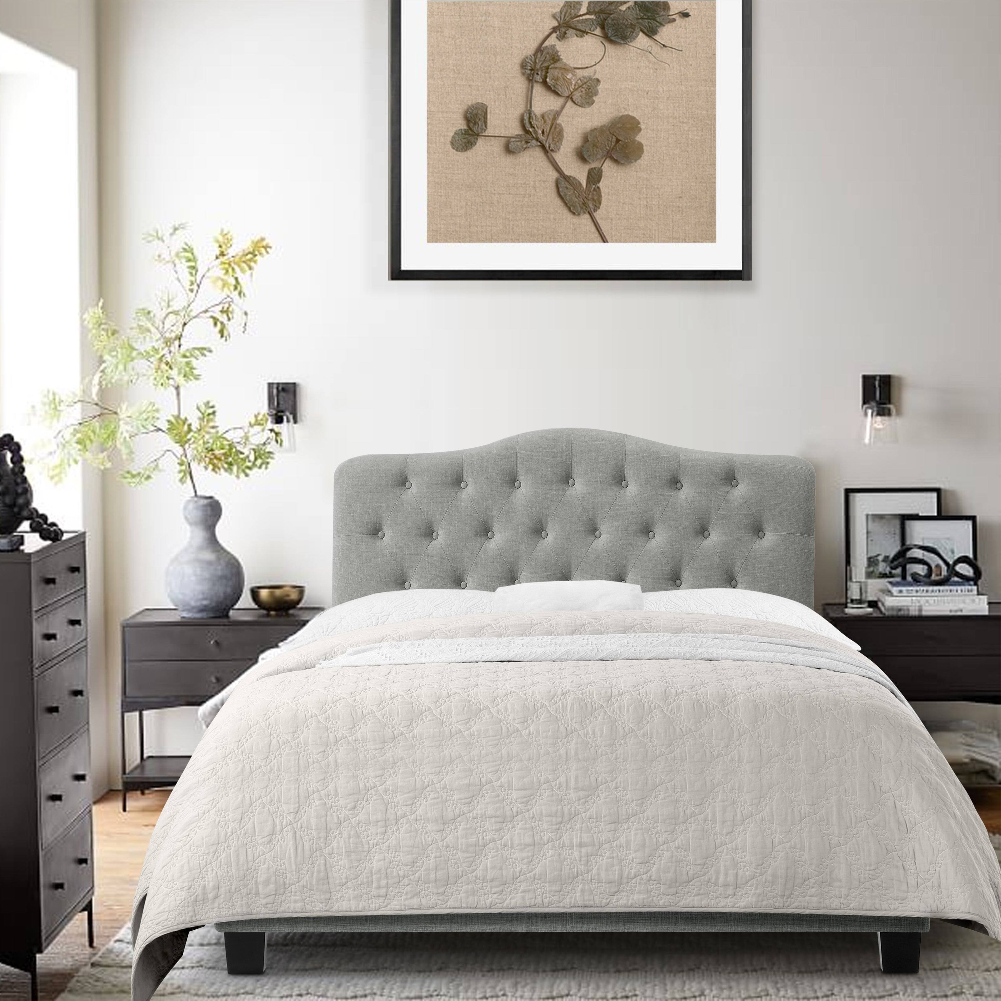 Boyel Living 80 in Low Profile Upholstered Bed Frame with Solid Wood ...