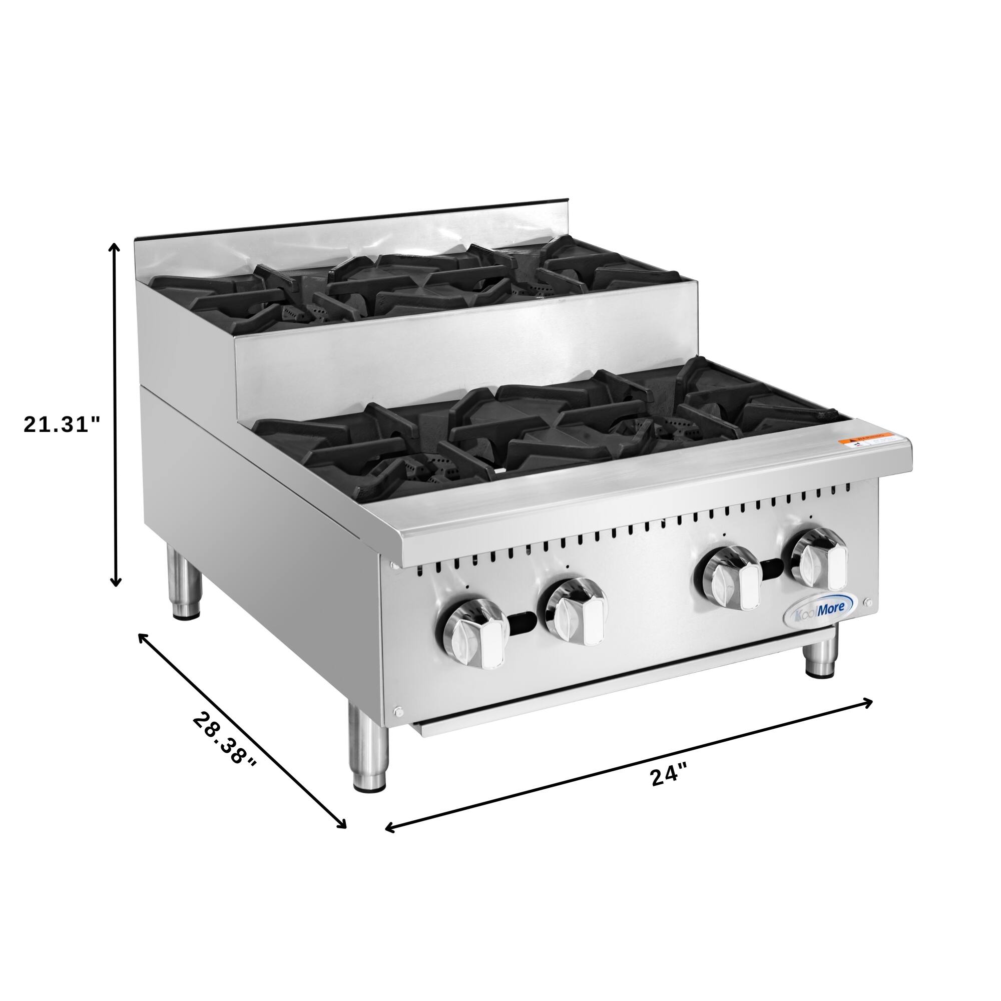 Koolmore 24 in. Commercial Four Burner Step Up Range, 104000 BTU in ...