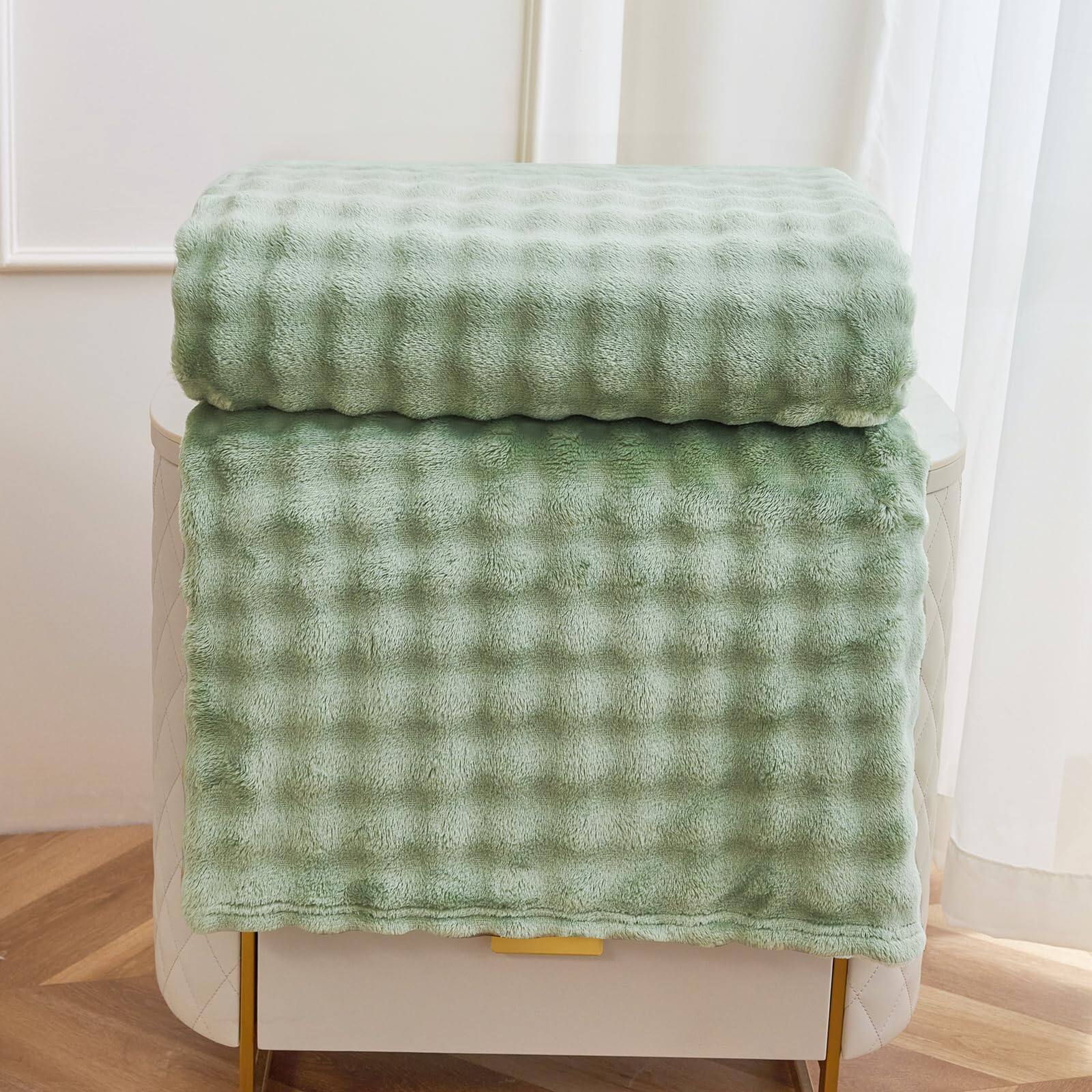 Dapper Styles Comelady Sage Fleece Throw Blanket Super Soft Lightweight ...