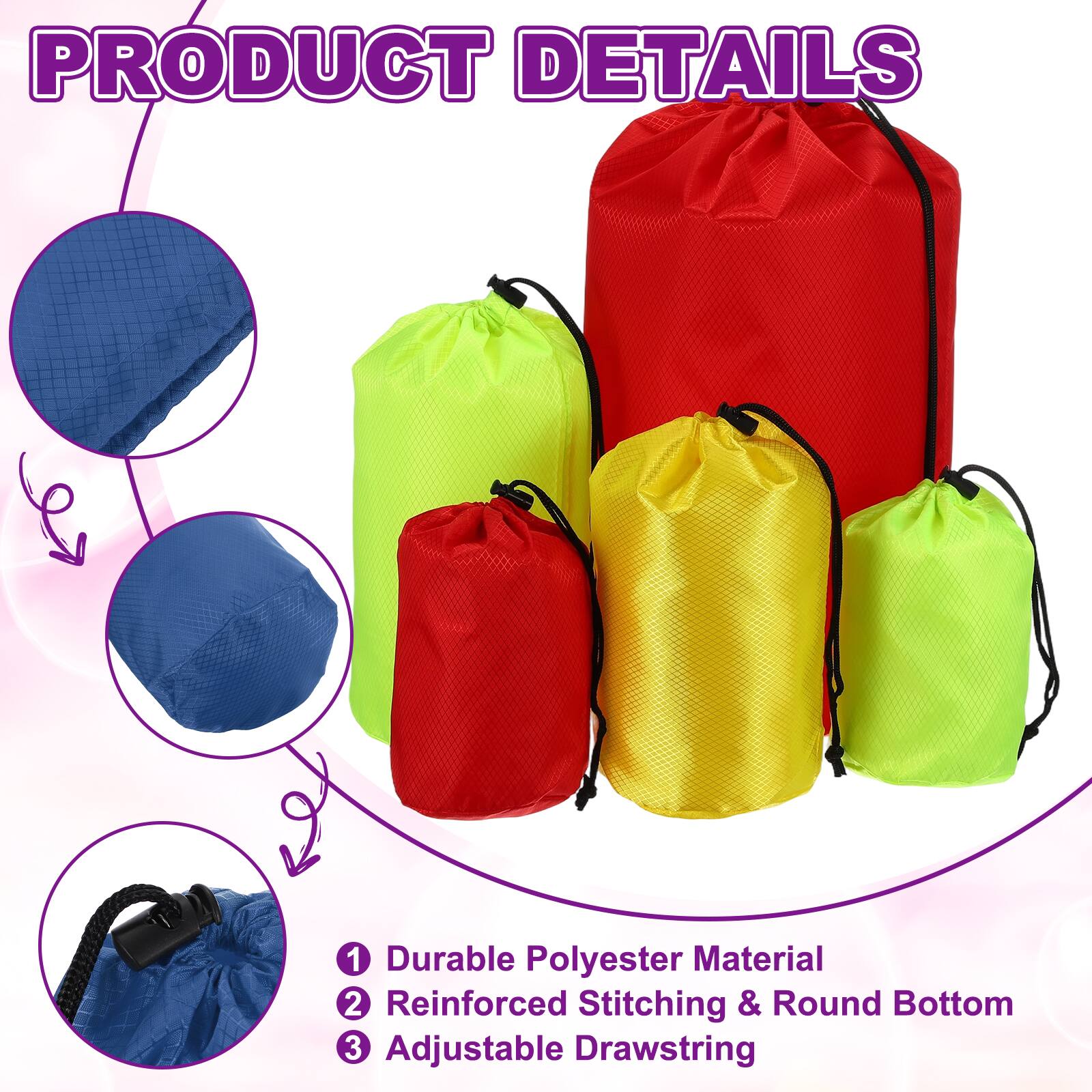 Unique Bargains Stuff Sack, Portable Waterproof Ultralight Drawstring ...