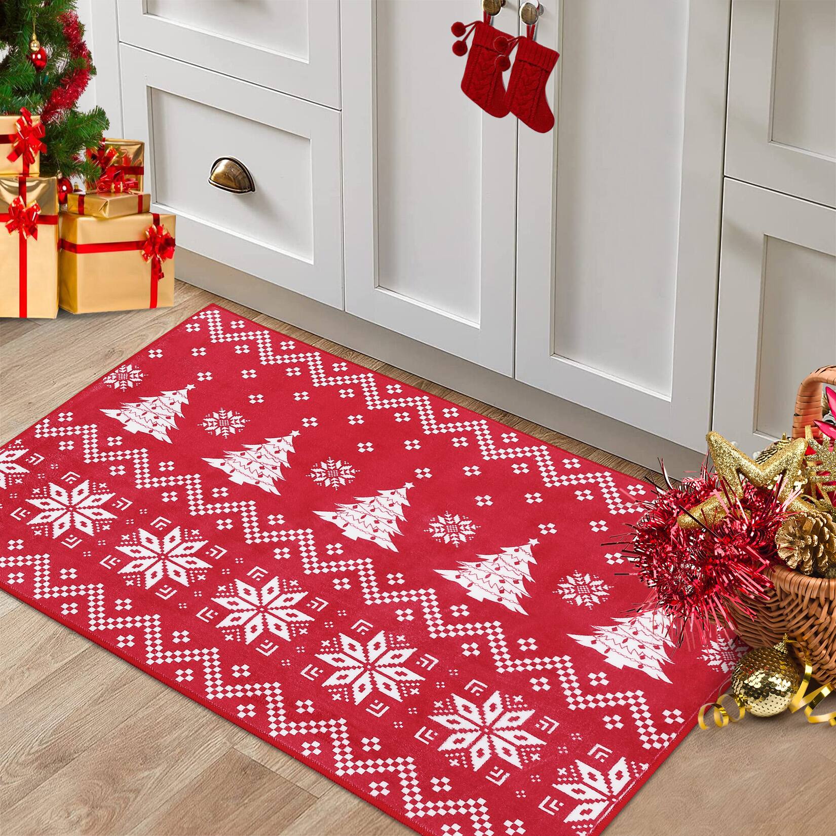 Acekool 2 x 3 ft Washable Area Rugs Christmas Xmas Decorative Indoor ...