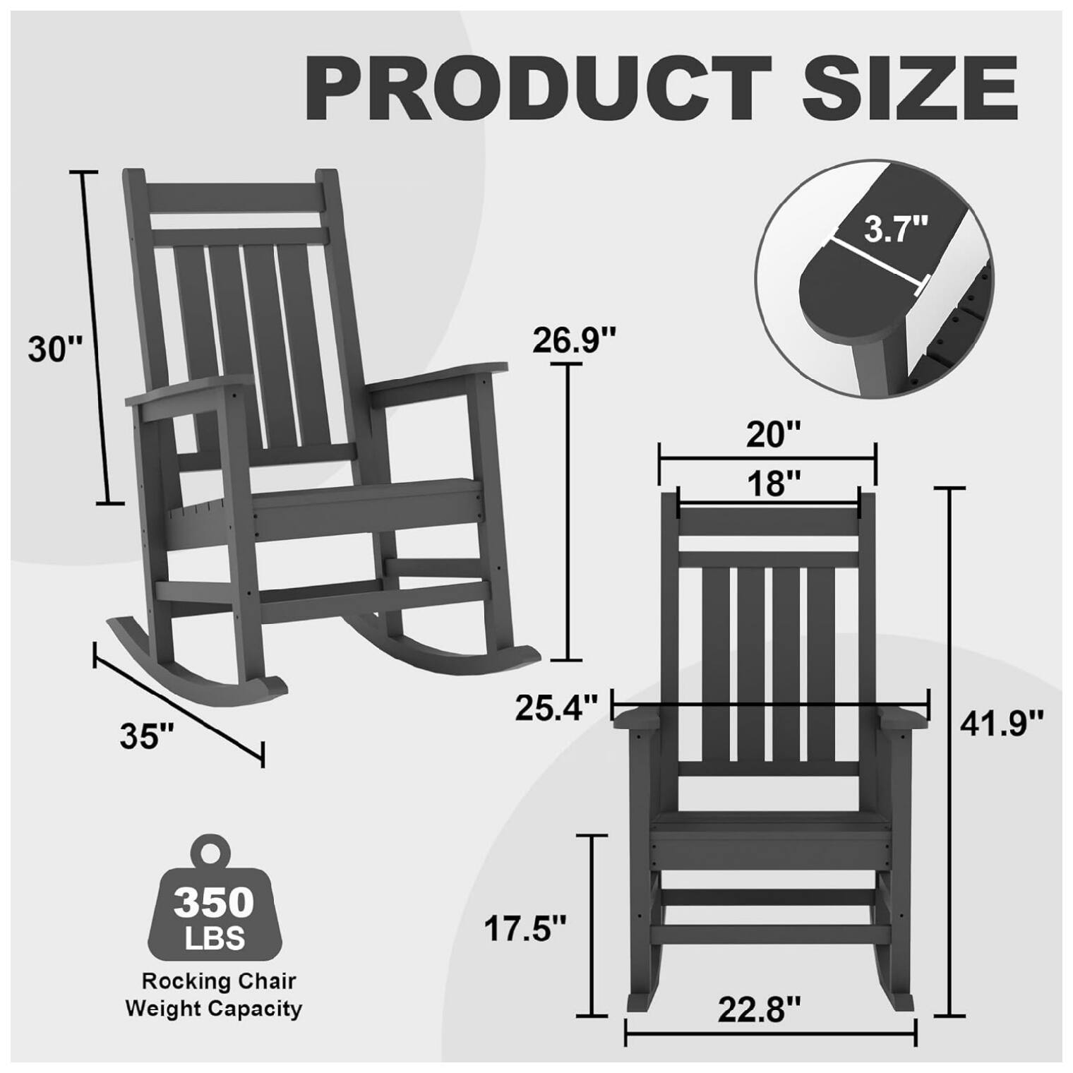 GARVEE HDPE Rocking Chairs Set of 2, HDPE Oversized Patio Rocking ...