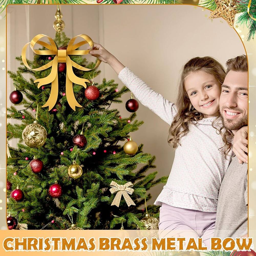 PARKER SLATER Large Metal Bow Tree Topper – 10"x12", Clip On Gold HUE ...