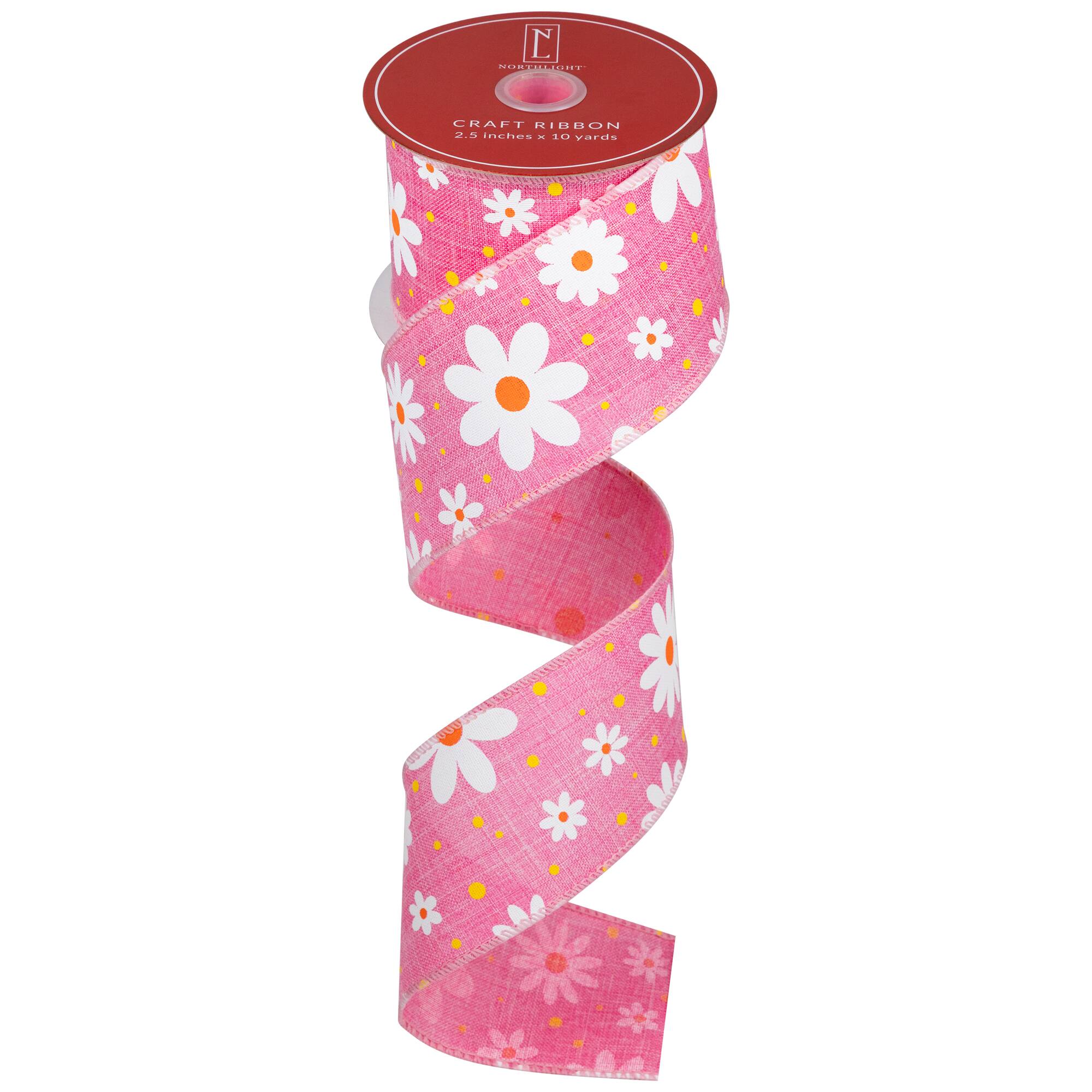 Northlight and White Floral Spring Easter Wired Craft Ribbon 2.5" x 10 ...