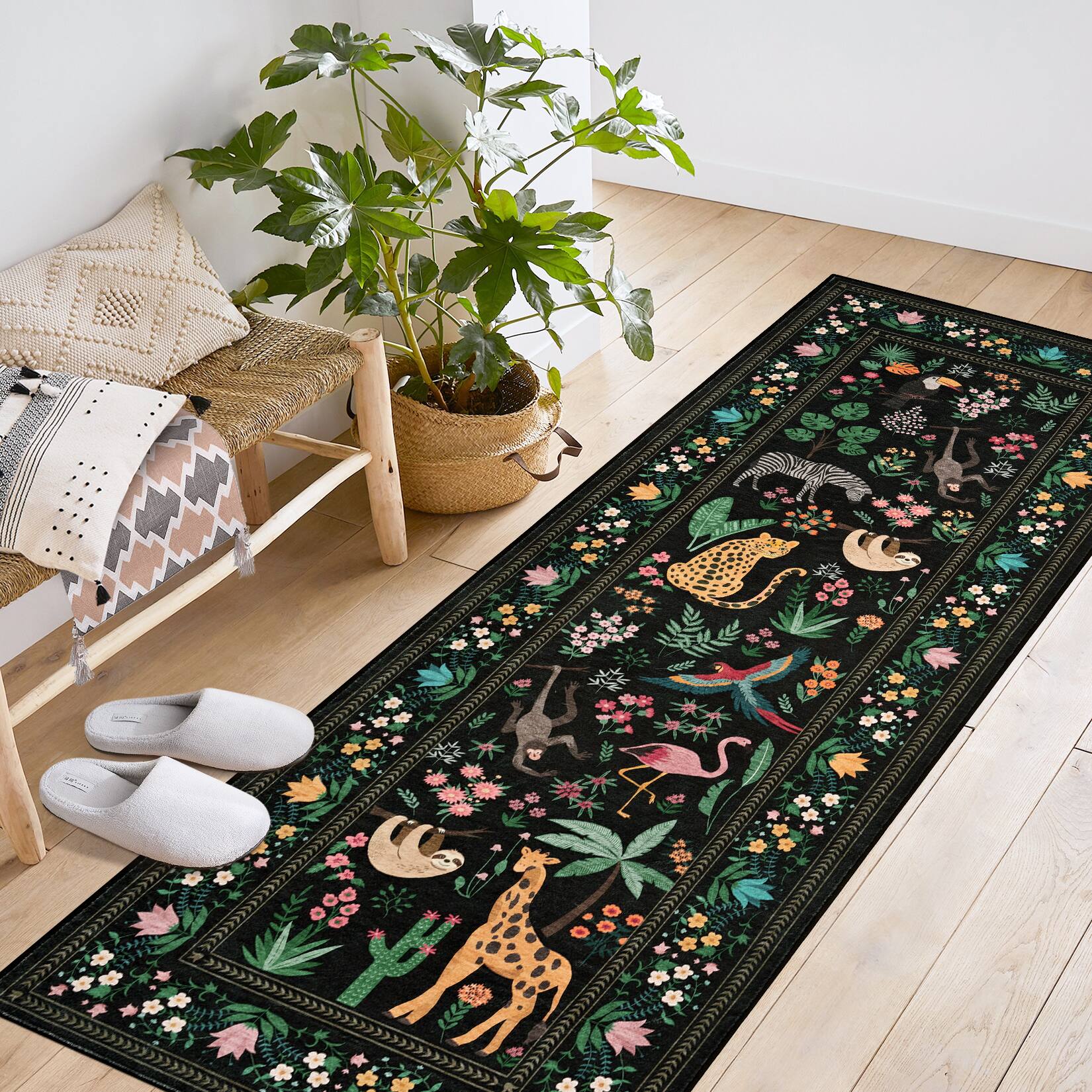 Acekool Washable Animal Bird Area Rugs, Soft Modern Forest Jungel ...