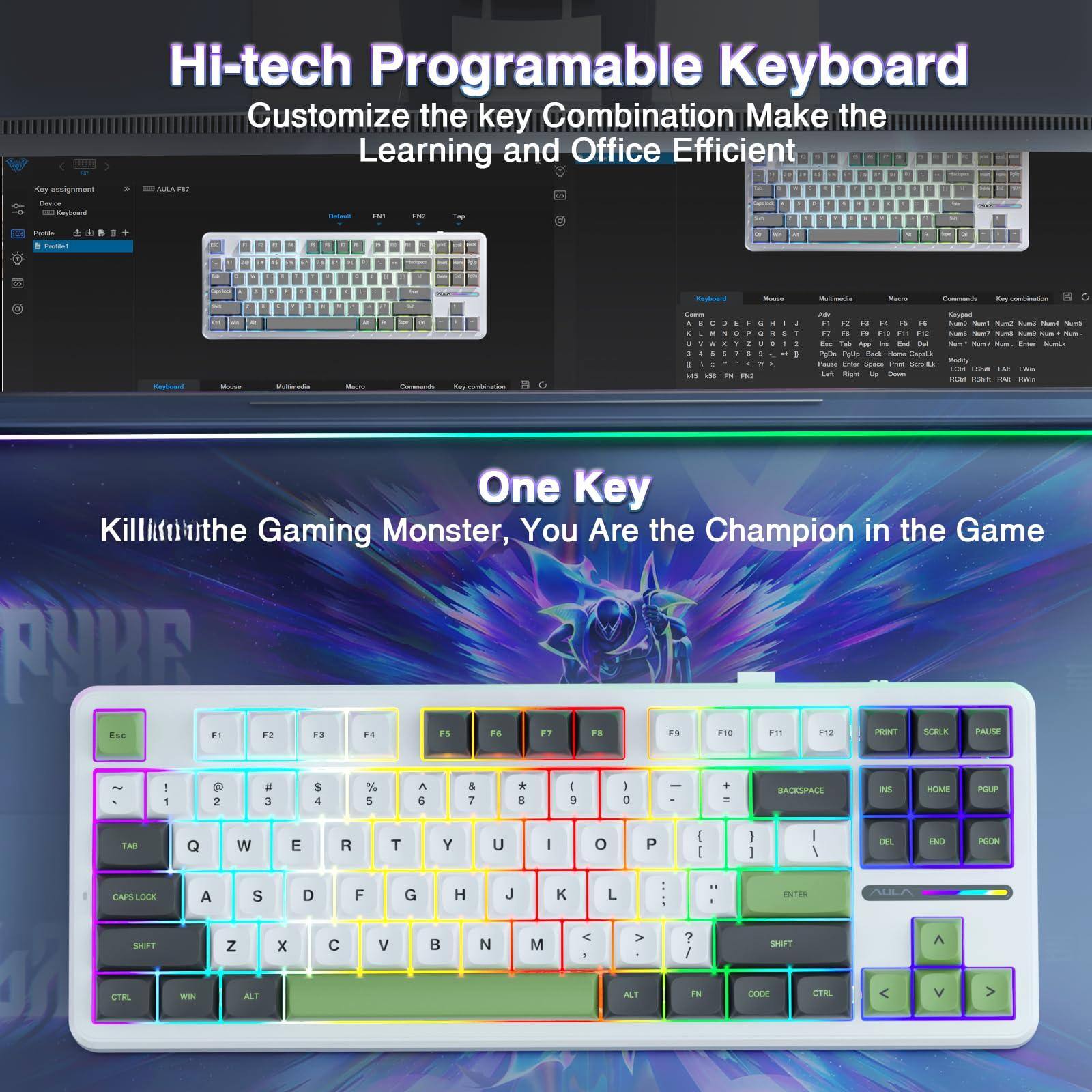 VEGA AUTOMOTIVE F87 Wireless Mechanical Tkl Swappable Gaming Keyboards ...