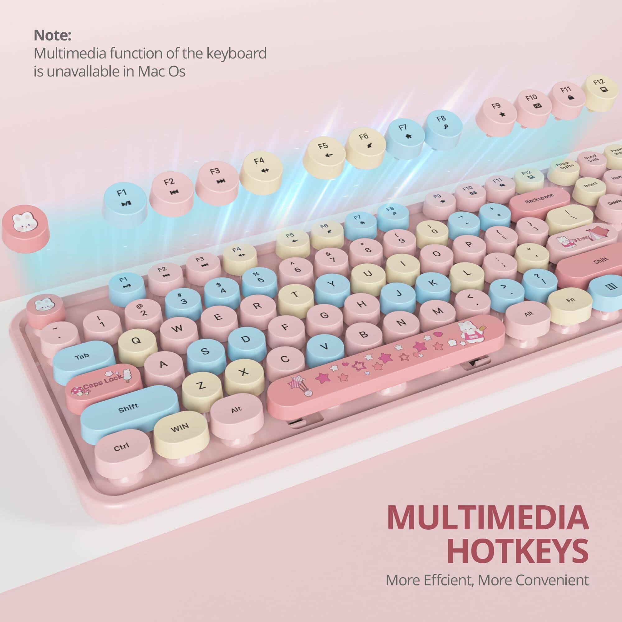 Pacoar Cade Pink And Mouse Wireless Cute Colorful Typewriter Full sized ...