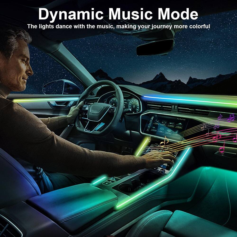 PARKER SLATER Acrylic Car Interior Lights, 6 in 1 Ambient Lighting Kit ...