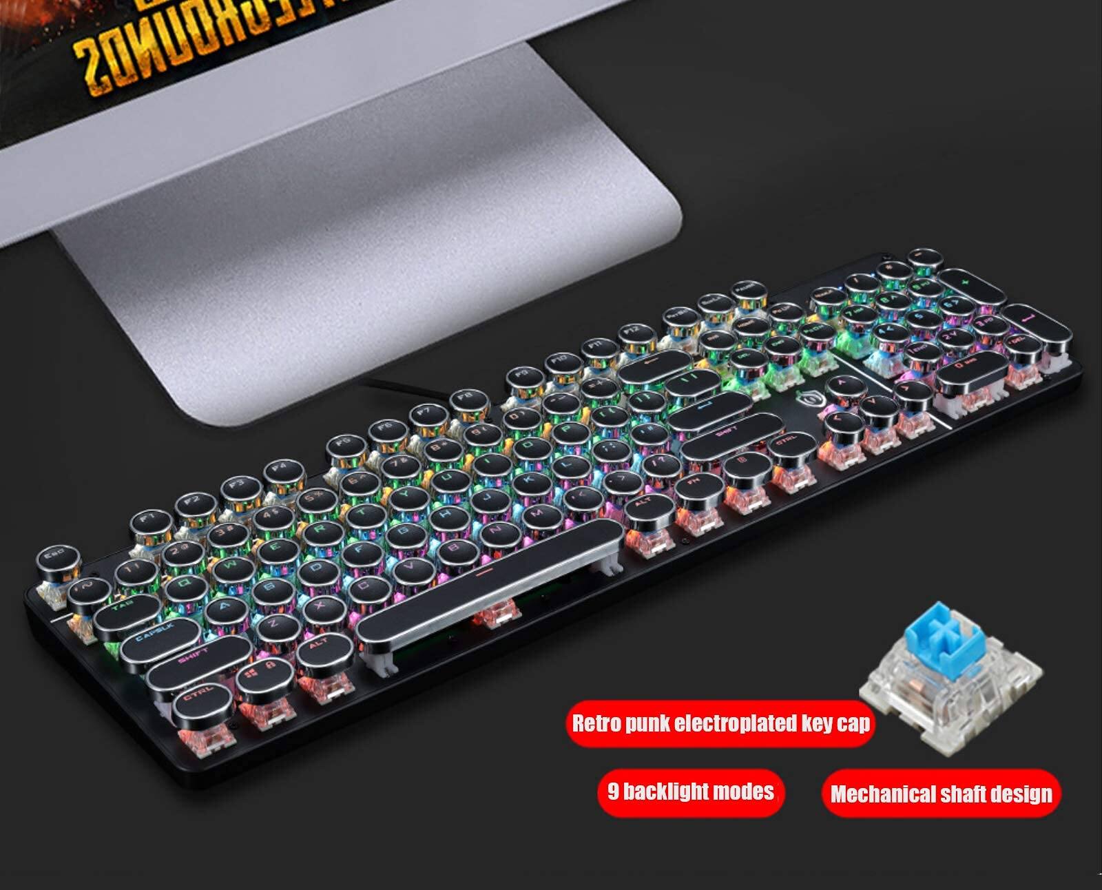 Empire DigiLabs Typewriter Style Mechanical Gaming Led Backlit Wired ...