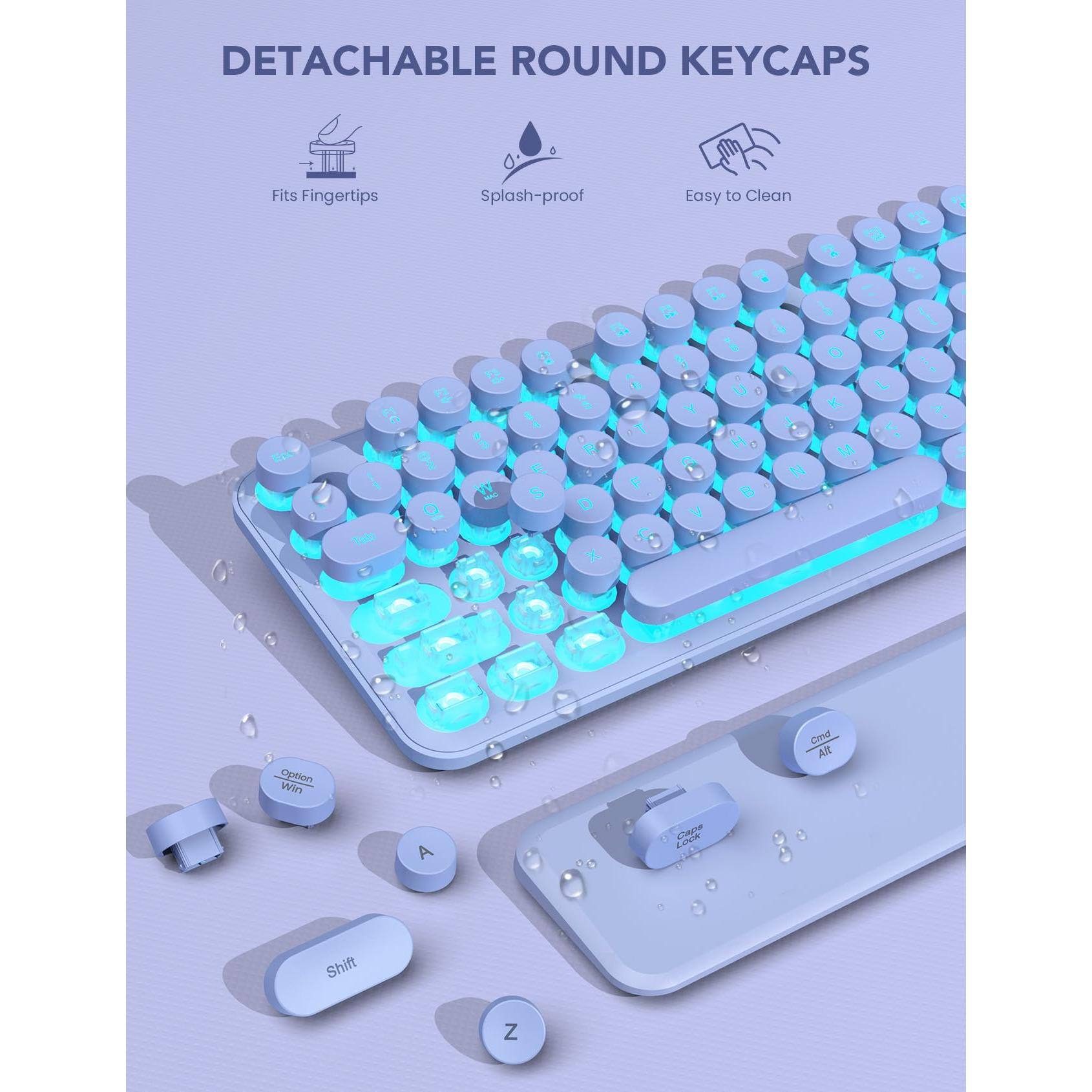 Pacoar Cade Wireless And Mouse Backlit Typewriter With Retro Round ...