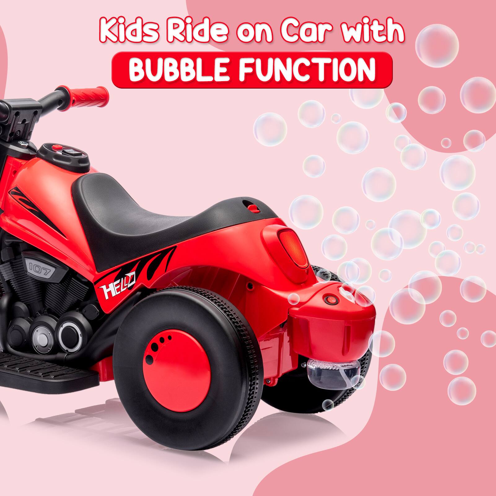 GARVEE Kids Ride On Bubble Car | 6V Battery Powered Electric 3 Wheels Motorcycle w/ Headlights ...