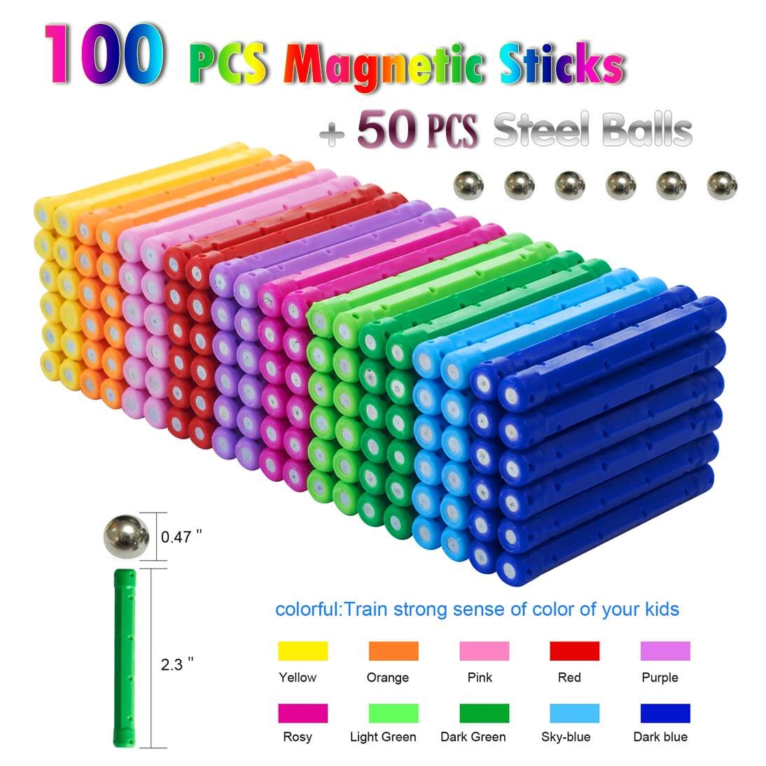 EZTW1 150pcs Magnetic Building Sticks Blocks Toys 2.3 Length Educational Set For And Adult Stem ...