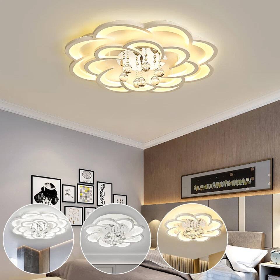 Home Collection Modern Acrylic LED Ceiling Light Crystal Flower ...