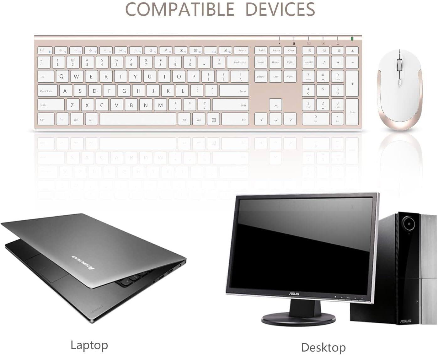 PRIMEPLUS Wireless Keyboard & Mouse Combo, 2.4GHz Rechargeable Quiet ...