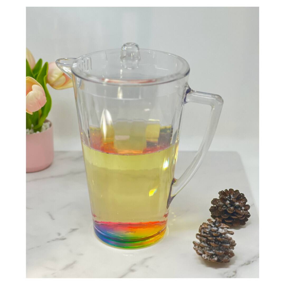 APRILSOUL Quarts Water Pitcher with Lid Rainbow Design Unbreakable ...