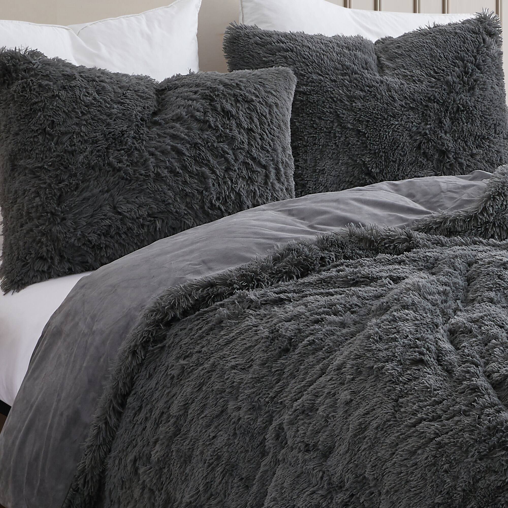 Sweet Home Collection 3 Piece Plush Shaggy Comforter and Pillow Sham ...